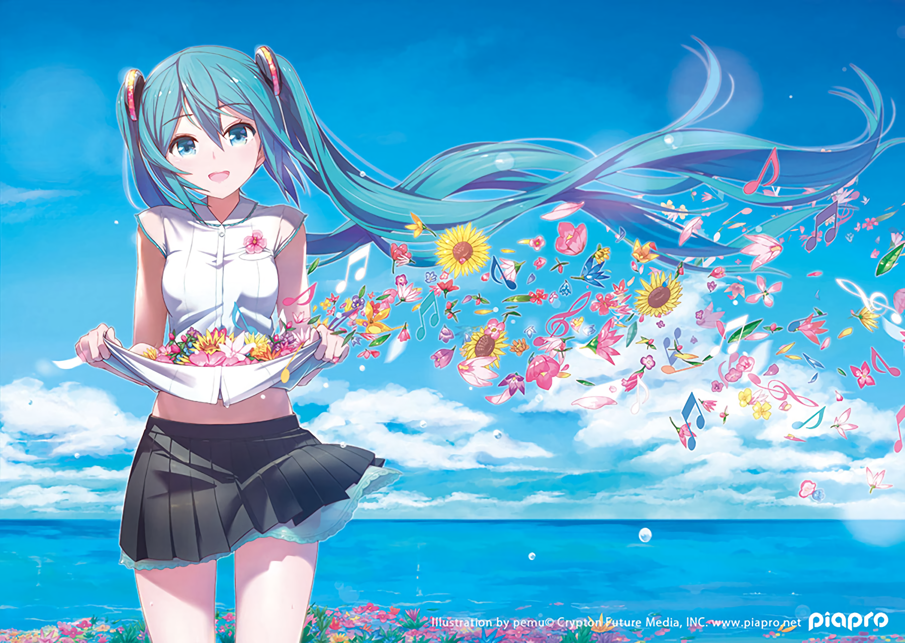 Hatsune Miku HD Wallpaper: A Floral Anime Delight by pemu