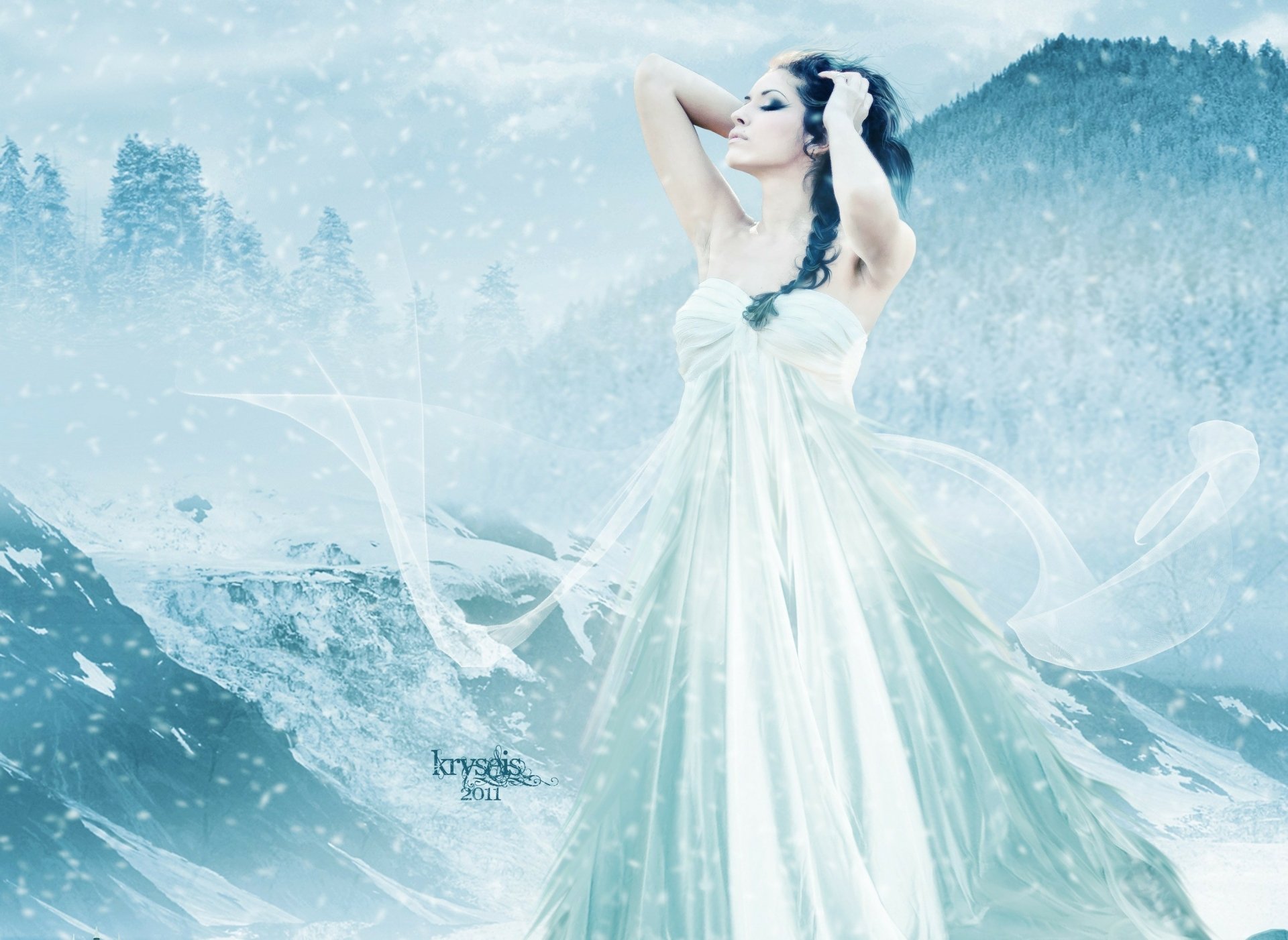 Download Snow Winter Woman Photography HD Wallpaper by Kryseis