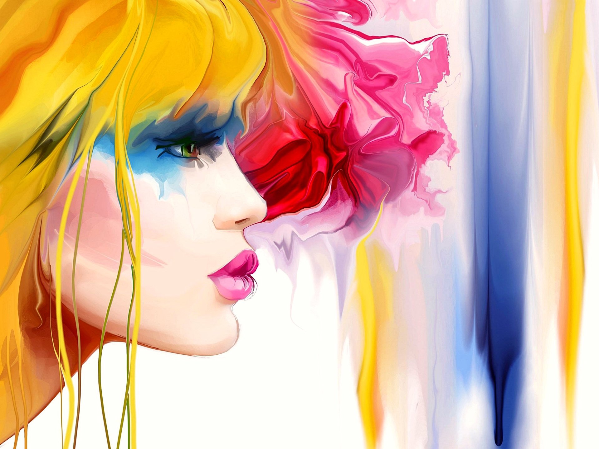 Vibrant Woman's Profile: Artistic HD Color Splash Wallpaper