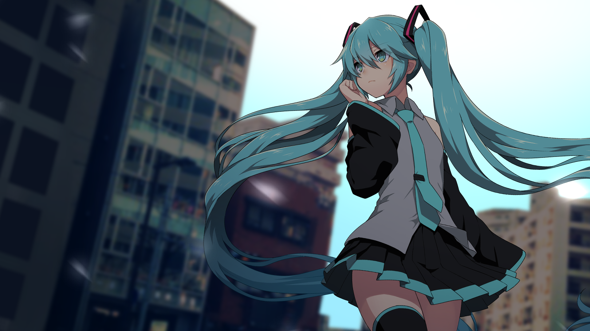 Hatsune Miku HD Wallpaper: A Vocaloid Icon in Anime Style by 松田トキ