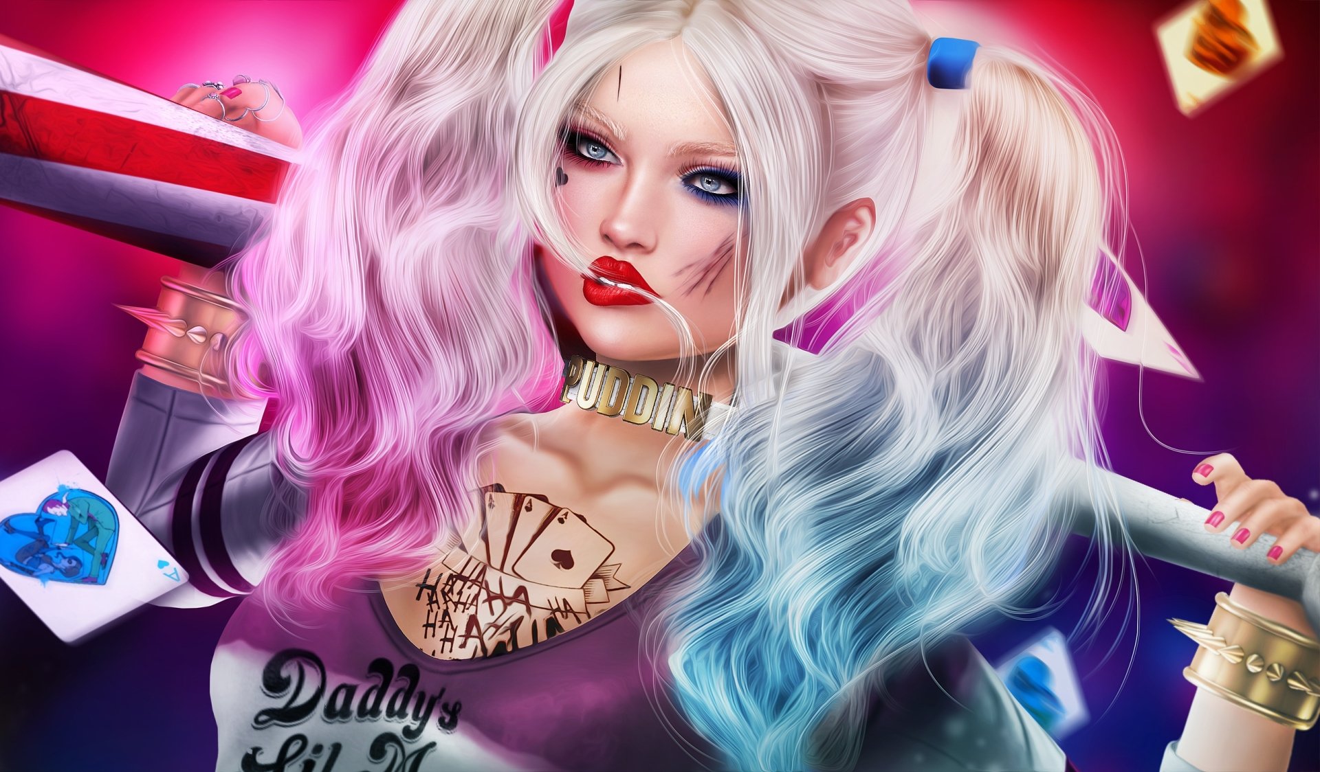 HD Wallpaper: Harley Quinn with Blue Eyes and Twintails | 2562x1500 ...