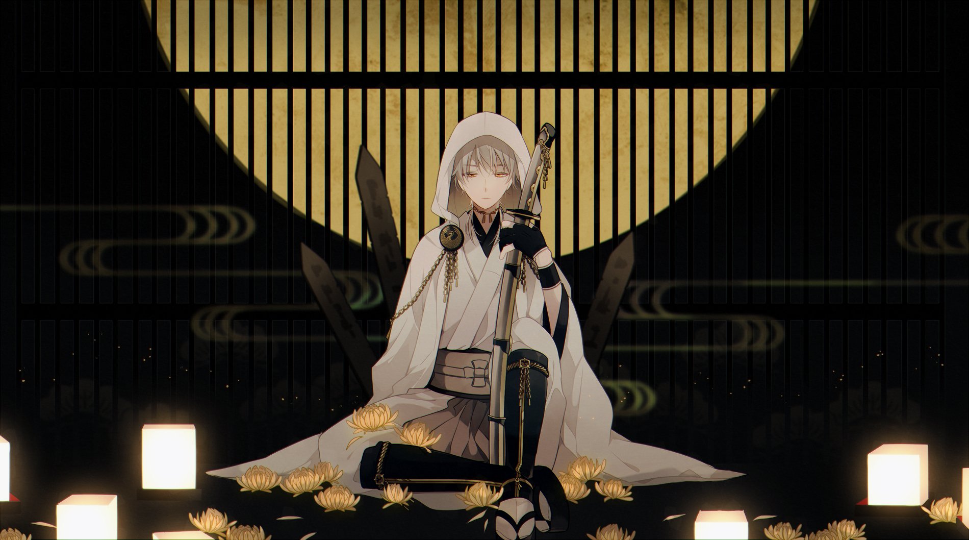 Touken Ranbu Serenity: HD Anime Wallpaper Under the Moonlight