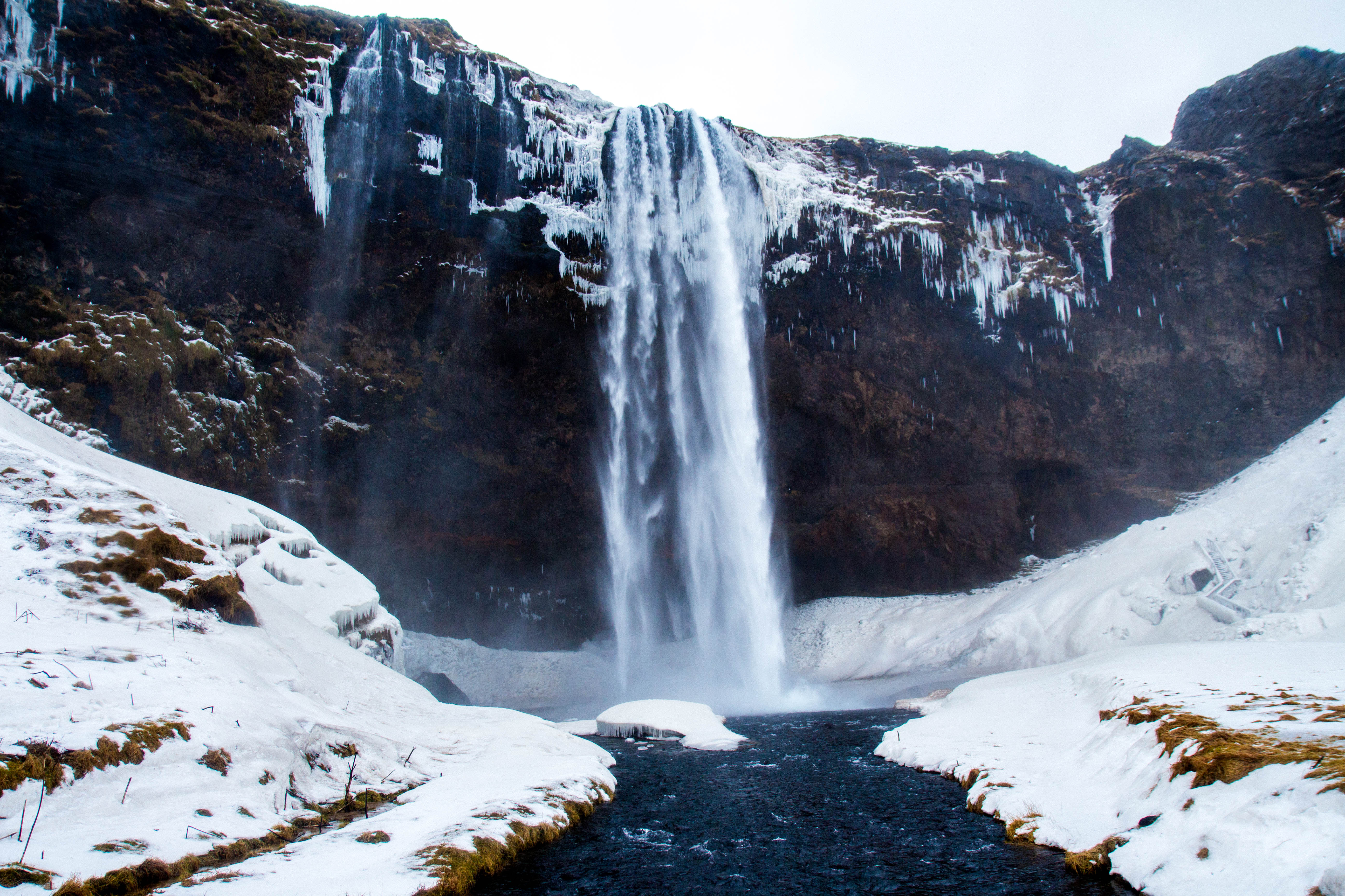 Download Winter Snow Ice Nature Waterfall 4k Ultra HD Wallpaper