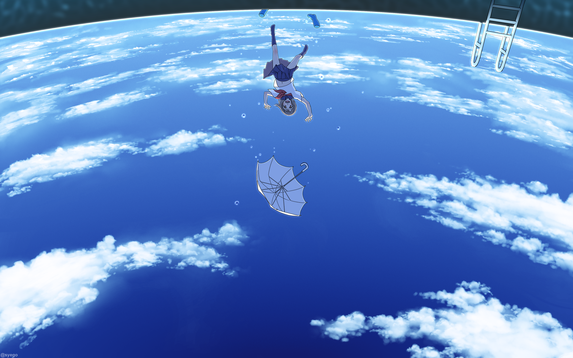 Dreamy Anime HD Wallpaper: Soaring Through the Skies by Syego