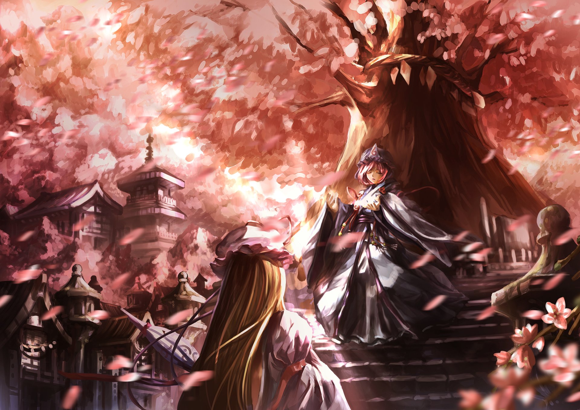 Touhou HD: Yuyuko & Yukari — Cherry Blossom Reverie | 2000x1414 ...