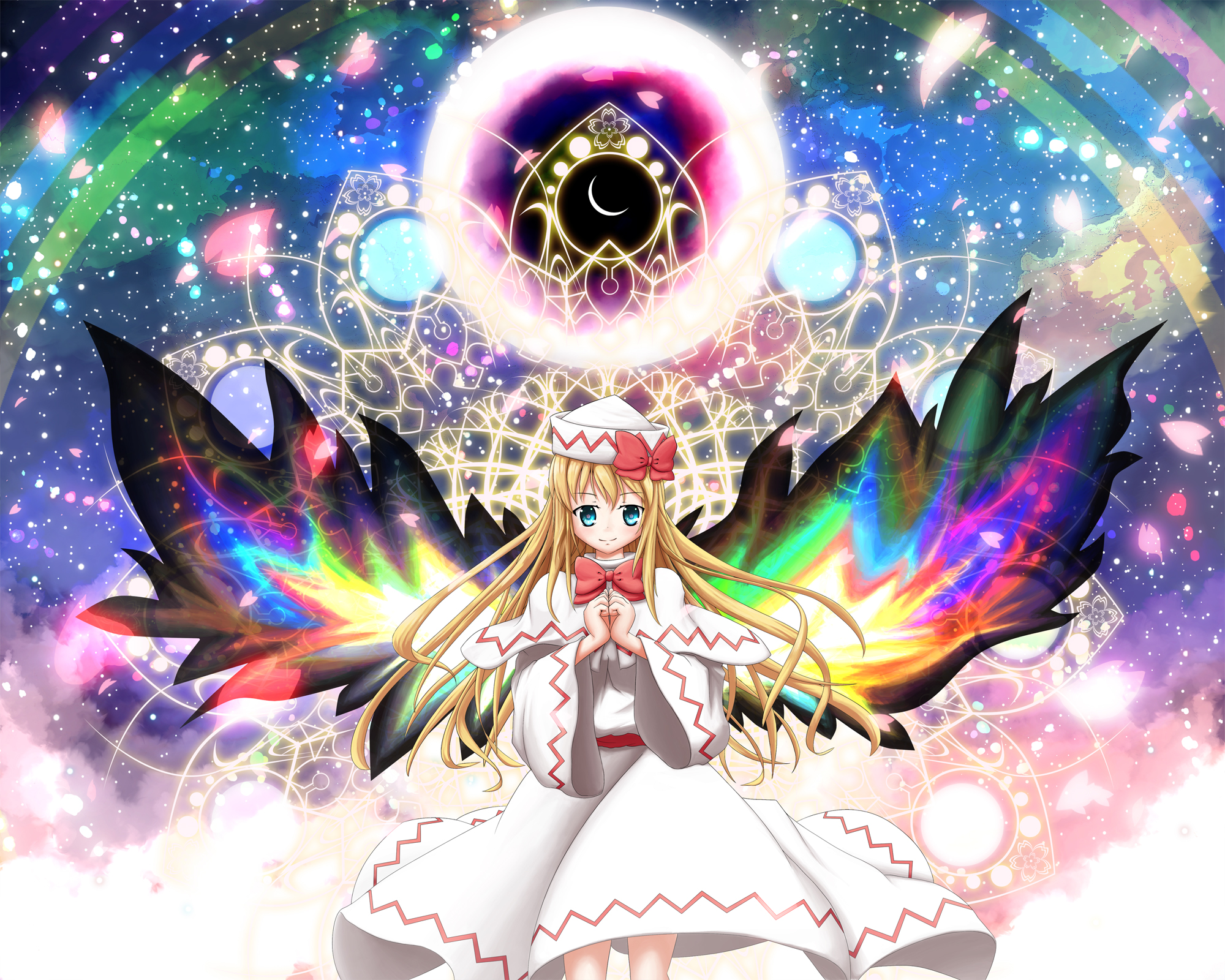Mystical Touhou Anime HD Wallpaper: Radiant Wings of Fantasy