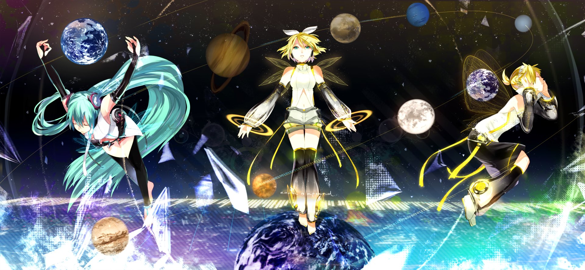 Stellar Vocaloids — Hatsune Miku with Rin & Len (HD Wallpaper)