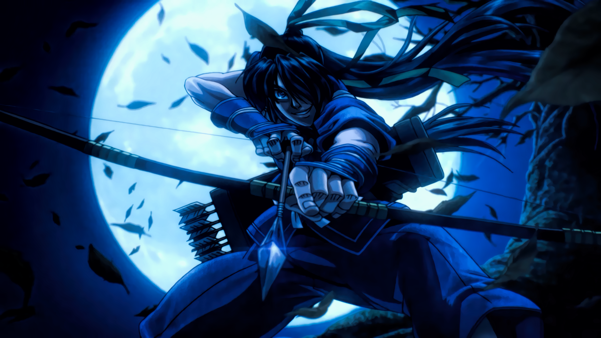 Nasu no Yoichi Strikes: Drifters Anime HD Wallpaper Under the Moonlight