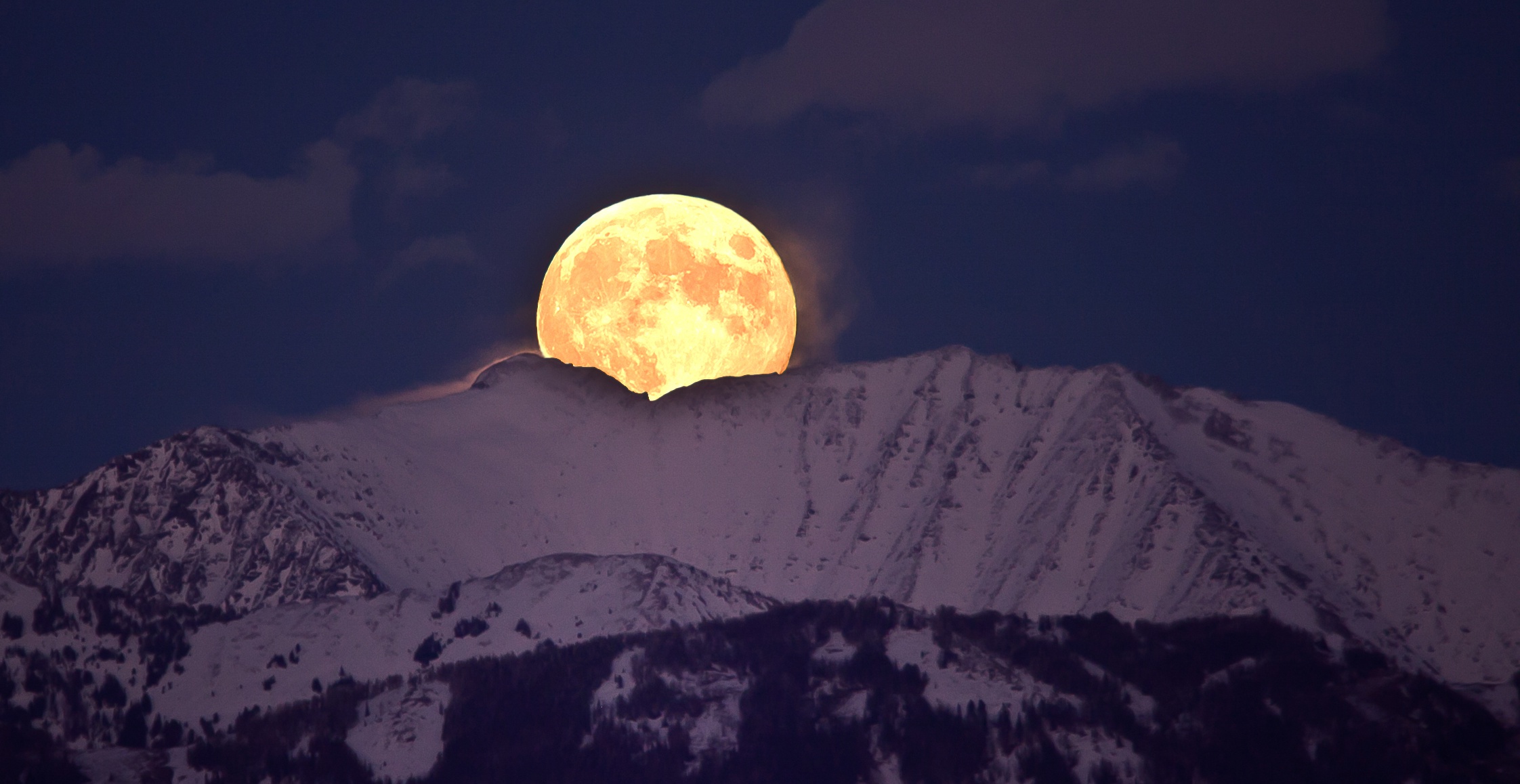 Download Mountain Night Nature Moon HD Wallpaper
