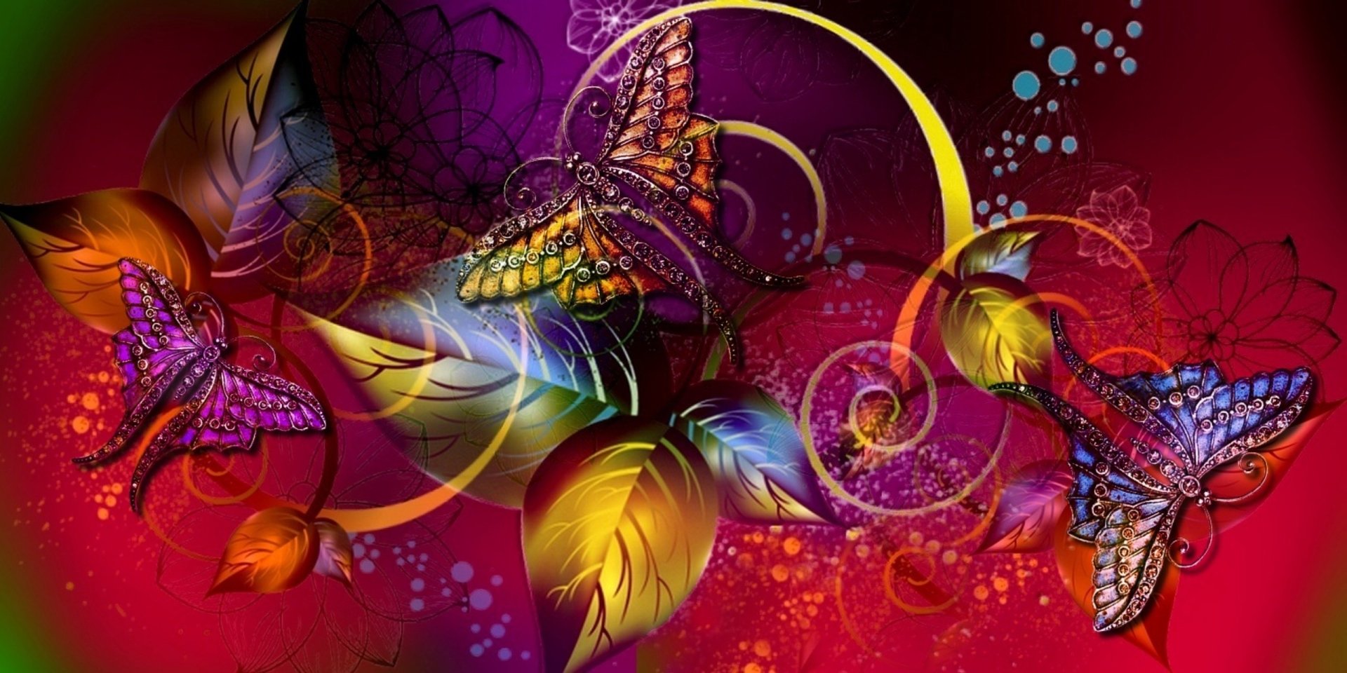 Download Colorful Colors Leaf Artistic Butterfly HD Wallpaper