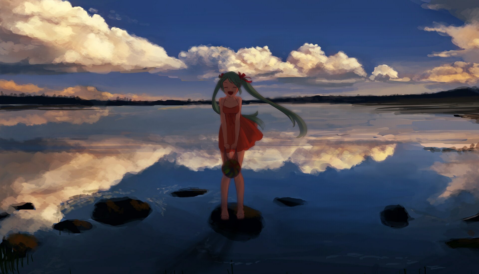 Hatsune Miku HD Wallpaper – Stunning Vocaloid Anime Reflection Scene ...