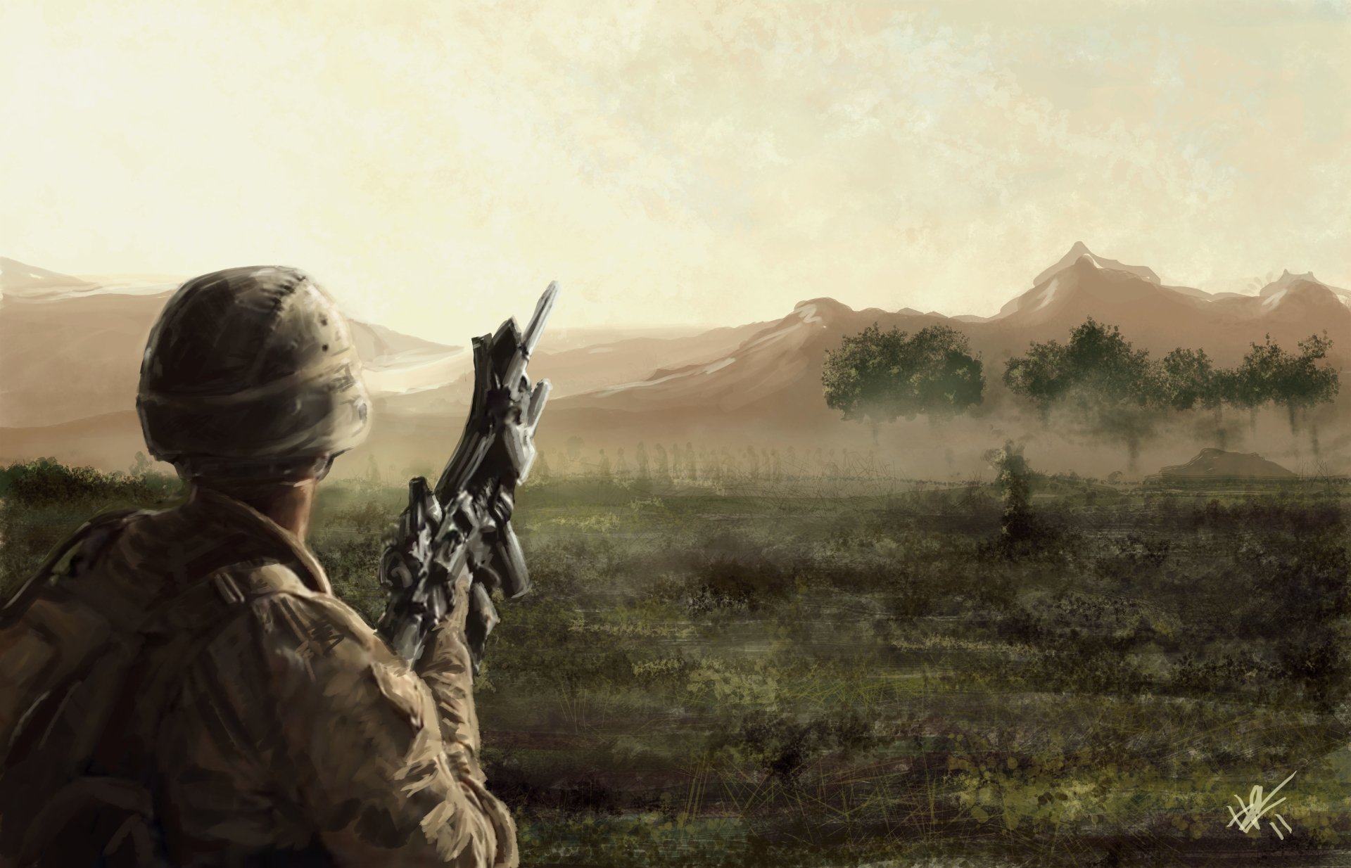 4K Ultra HD Military Soldier in Misty Wilderness by Elize McKelvey ...