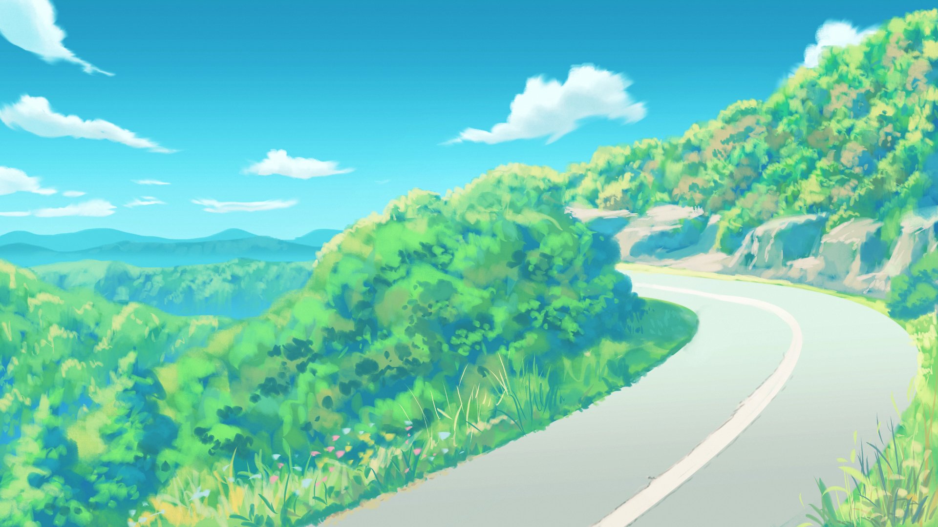 Download Anime Road HD Wallpaper | 1920x1080 | Wallpaper Abyss