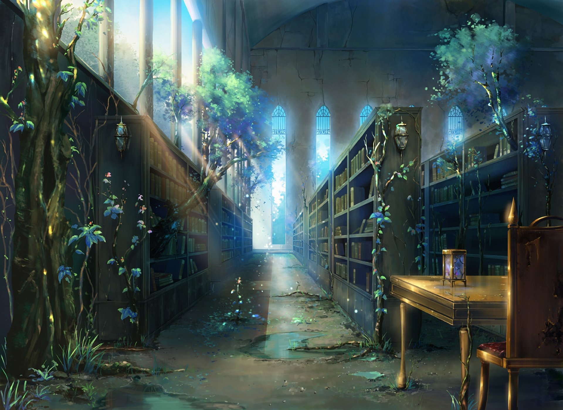 Anime Library Background