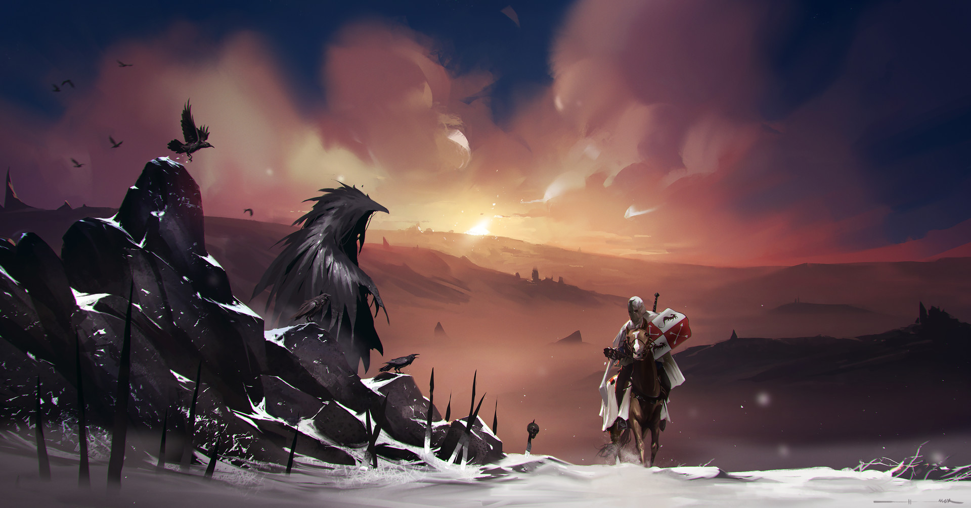 Download Warrior Landscape Winter Fantasy Knight Fantasy Warrior ...