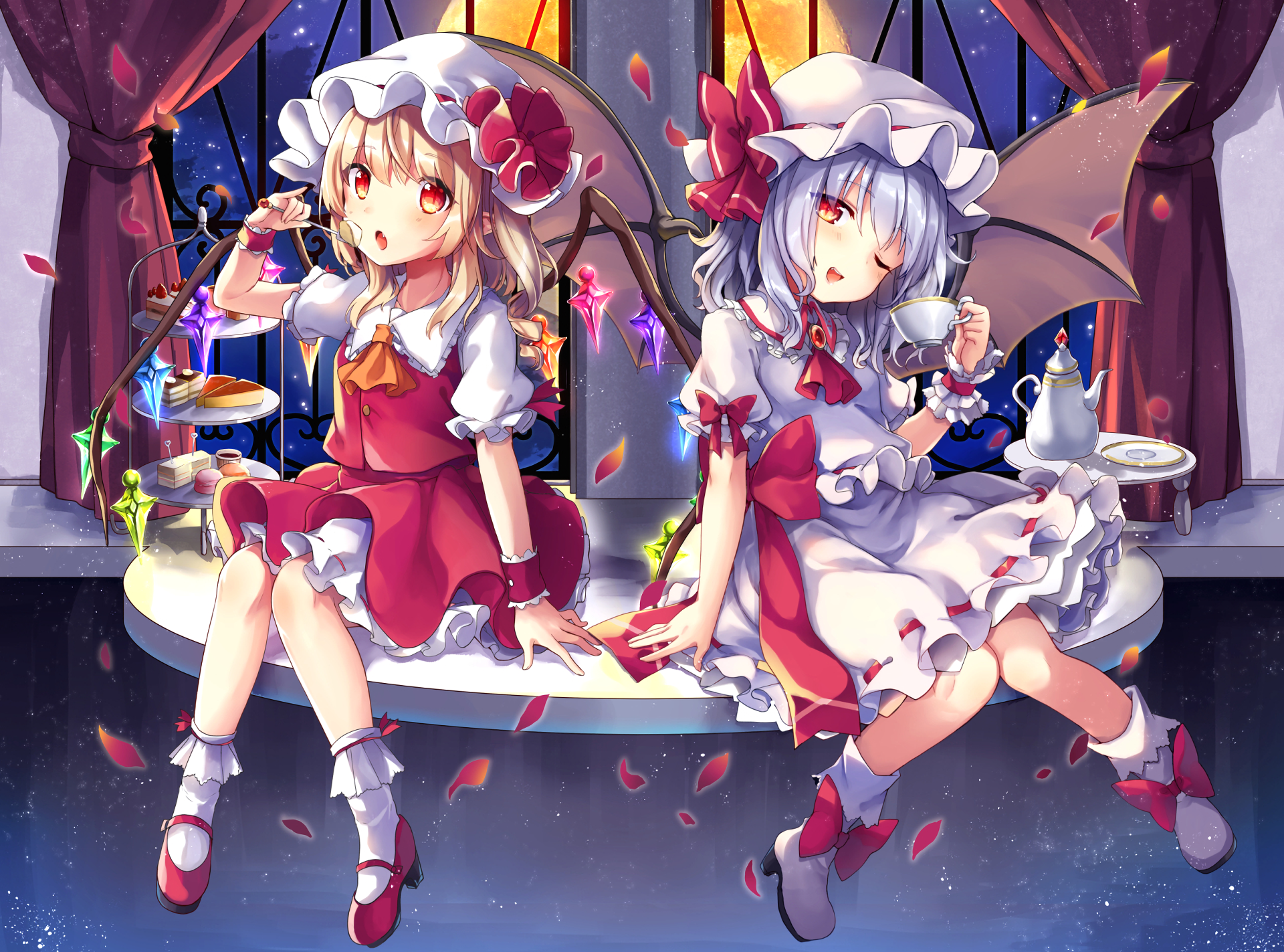 Download Remilia Scarlet Flandre Scarlet Anime Touhou HD Wallpaper