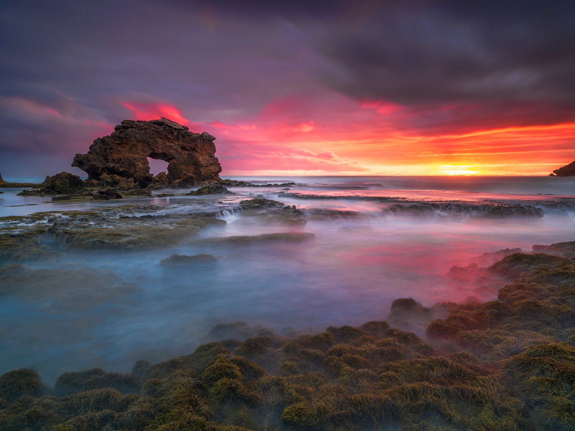 Download Arch Ocean Horizon Nature Sunset HD Wallpaper | 2048x1536 ...