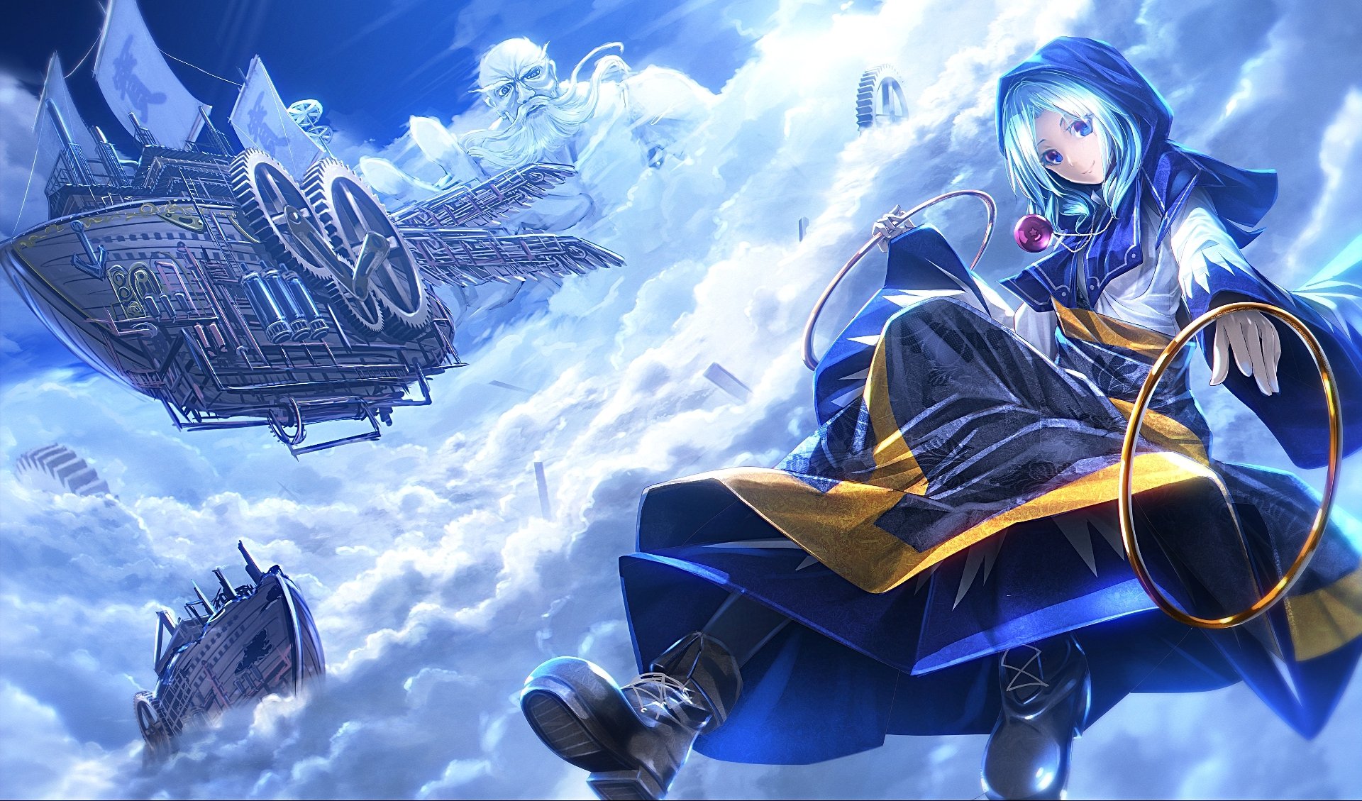 Touhou: Skybound Azure - HD Airship Wallpaper by ryosios | 1920x1129 ...