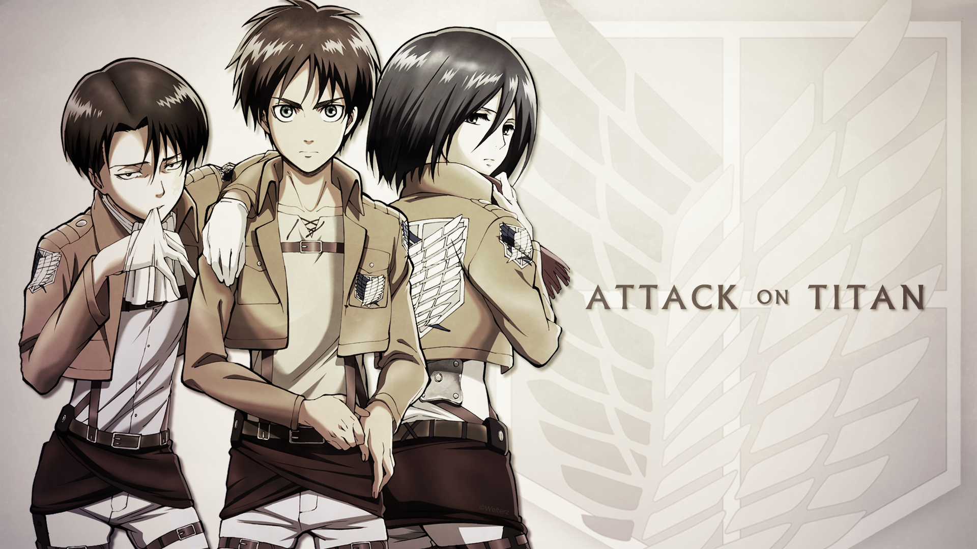 Attack on Titan HD Trio: Levi, Eren & Mikasa Wallpaper