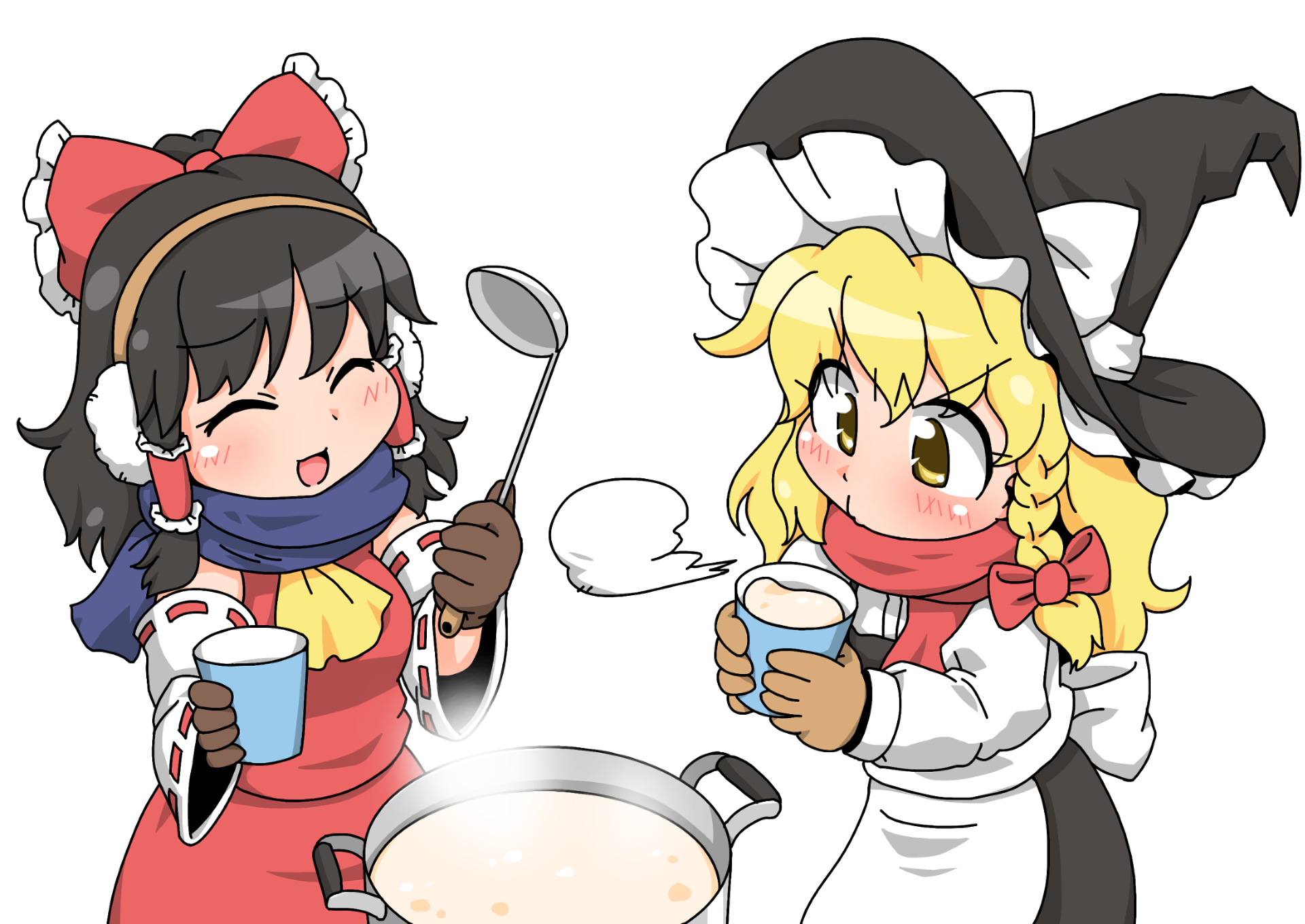 Touhou Duo Reimu & Marisa Cozy HD Anime Wallpaper