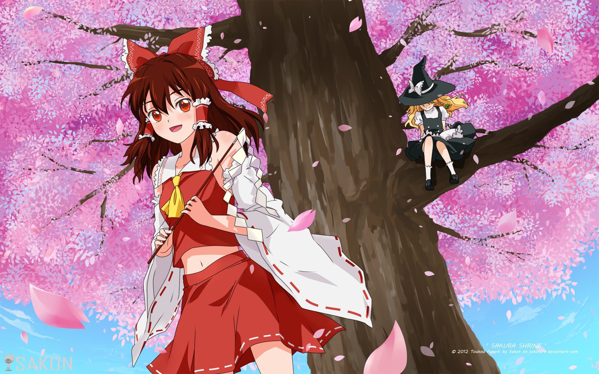 Cherry Blossom Day — Reimu & Marisa (Touhou HD Wallpaper) | 1920x1200 ...