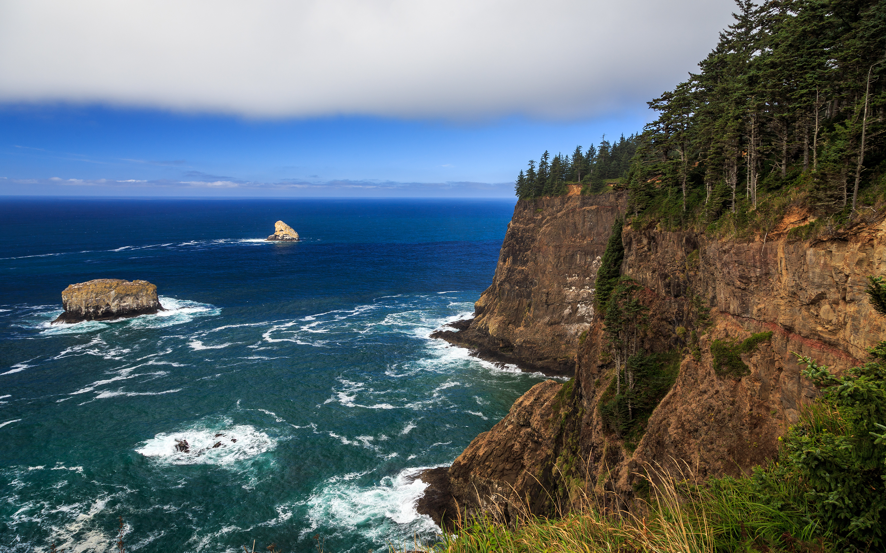 Download Horizon Sea Ocean Cliff Oregon Nature Coastline HD Wallpaper