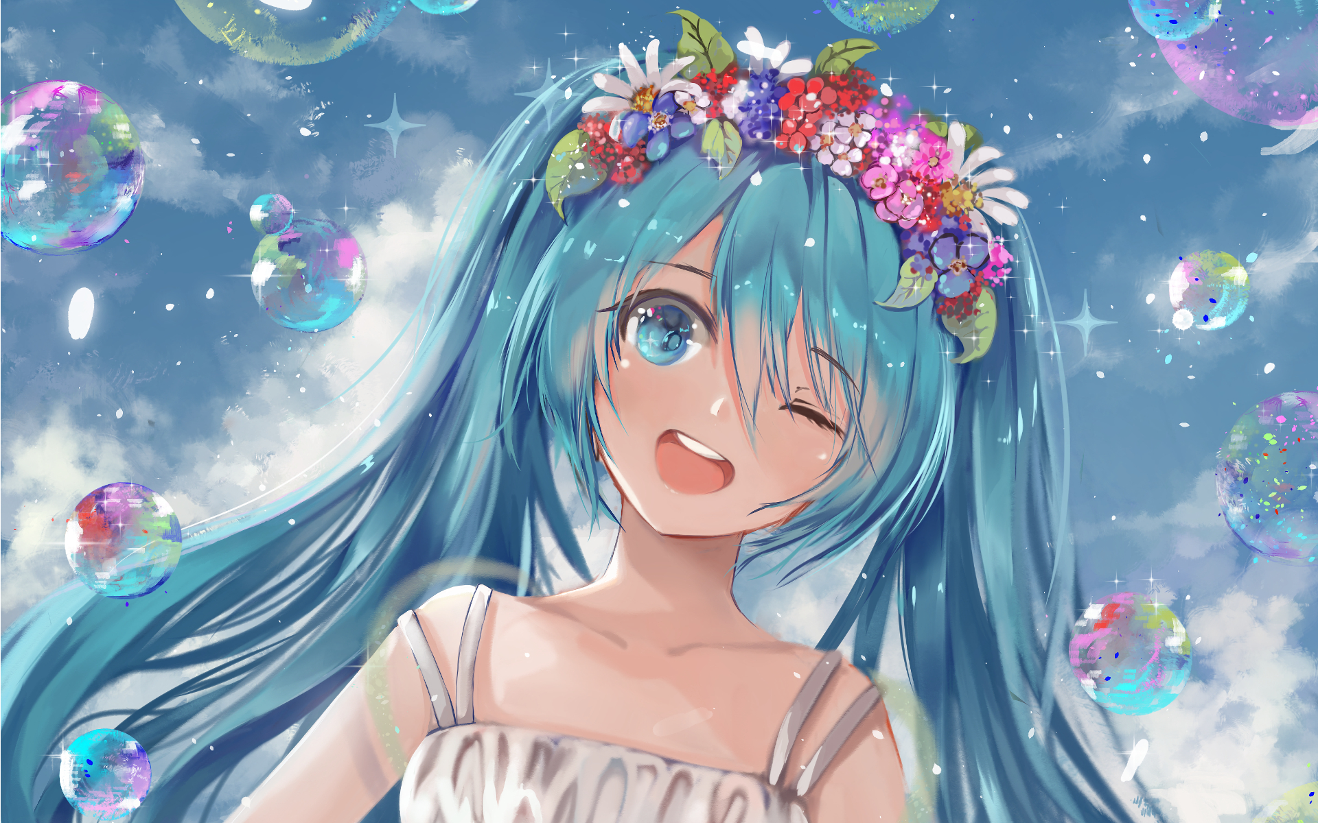 Hatsune Miku Anime - Beautiful Bubbles HD Wallpaper