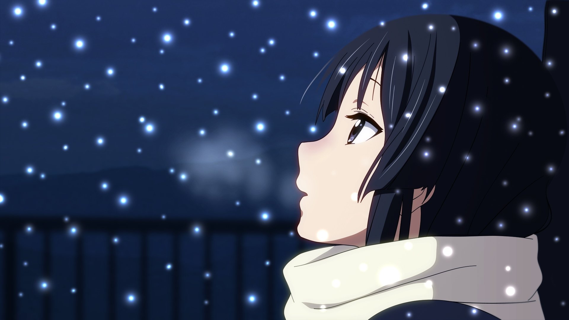 Mio Akiyama Winter Night - HD Wallpaper