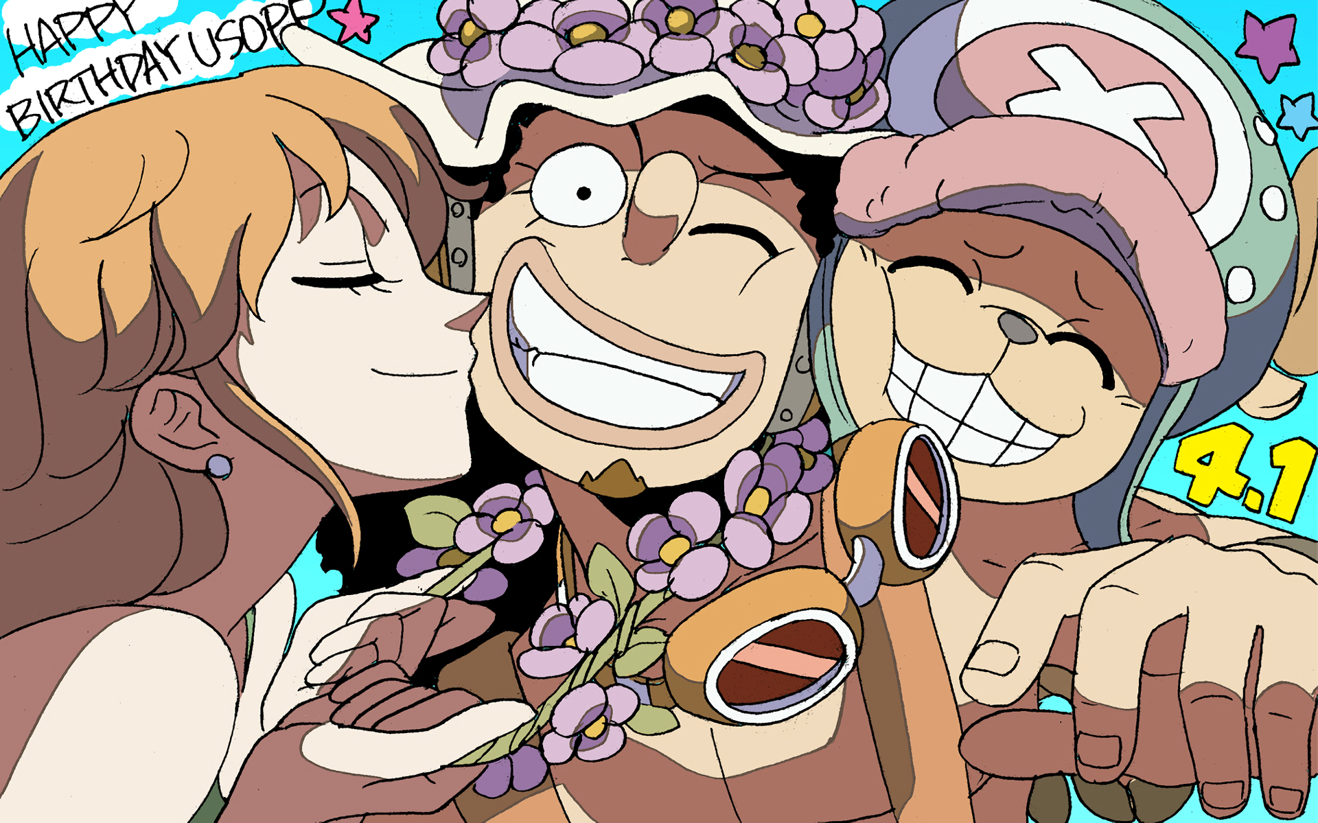 Happy Birthday Usopp! One Piece HD Wallpaper Featuring Chopper & Nami ...