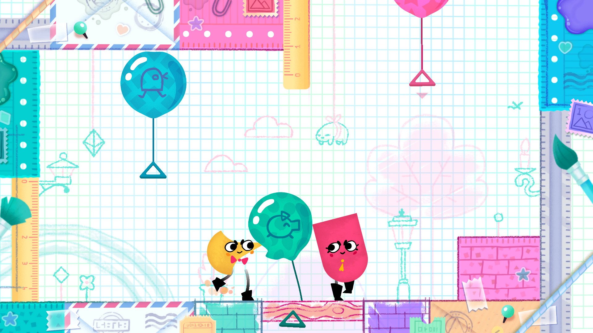 Colorful Snipperclips HD Wallpaper – Playful Puzzle Adventure