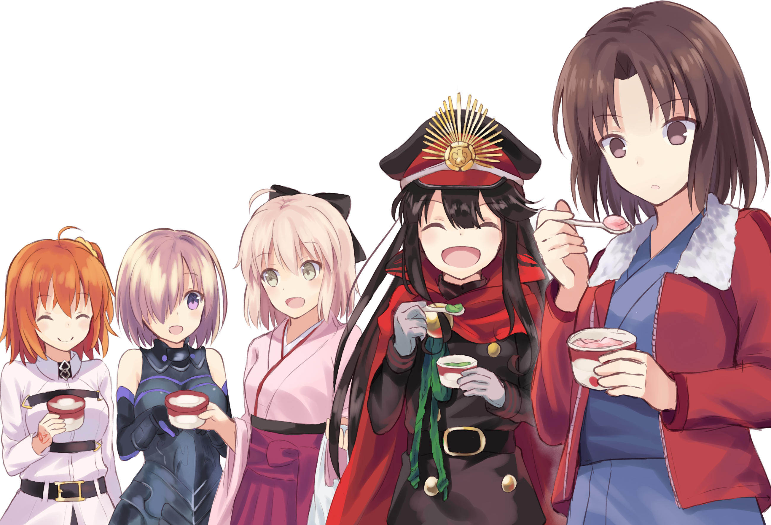 Fate/Grand Order HD Wallpaper: Celebrating with Shiki, Ritsuka, and Friends