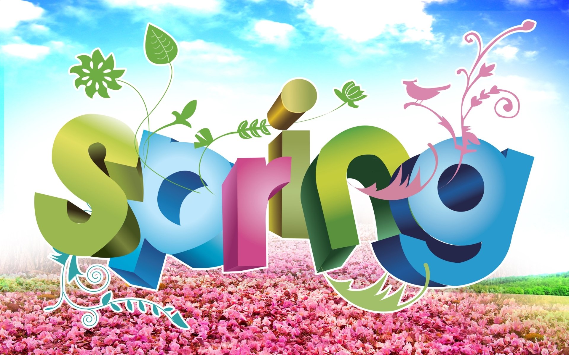 Download Pink Flower Flower Colorful Colors Word Artistic Spring HD ...