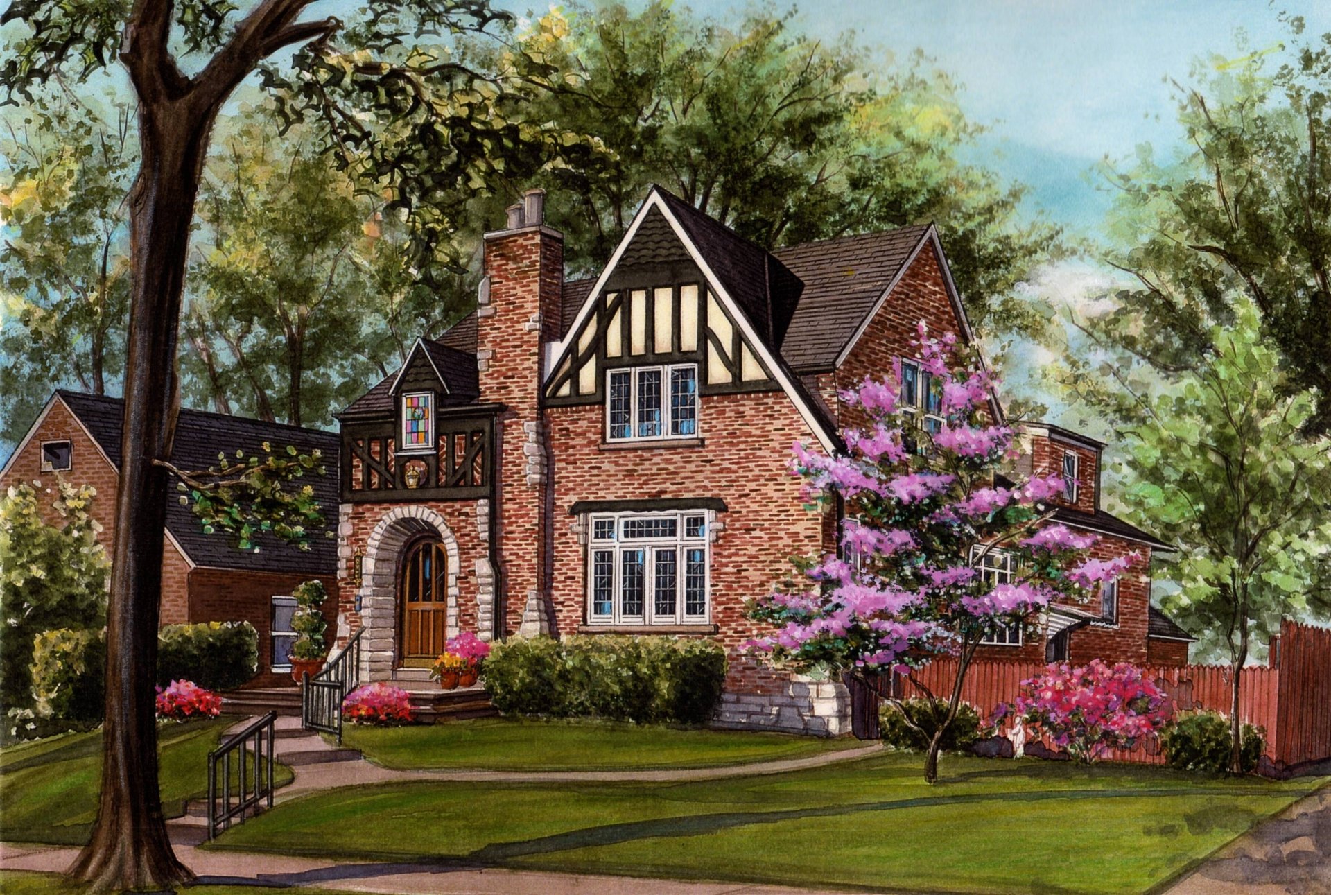 Spring Blossom House - HD Wallpaper