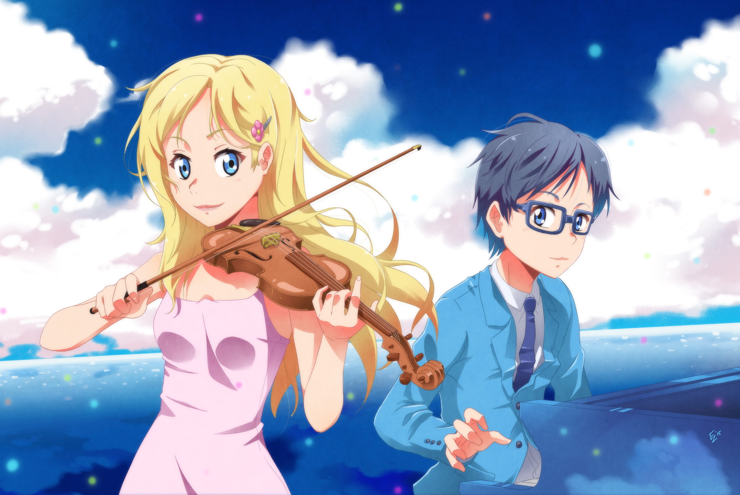 Your Lie in April: Kousei & Kaori's Melodic Dream HD Wallpaper
