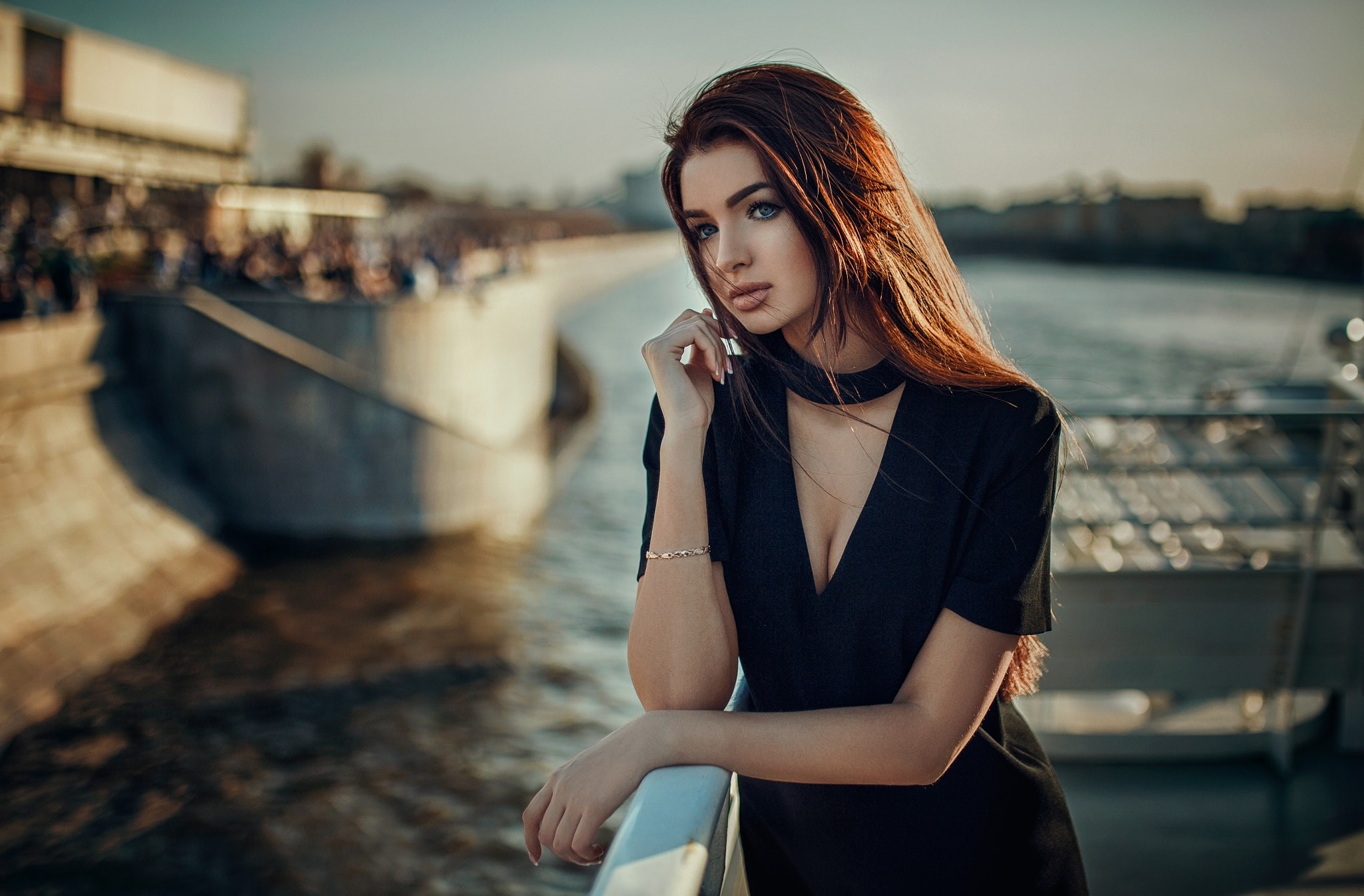 Download Depth Of Field Blue Eyes Woman Model HD Wallpaper by Hakan Erenler