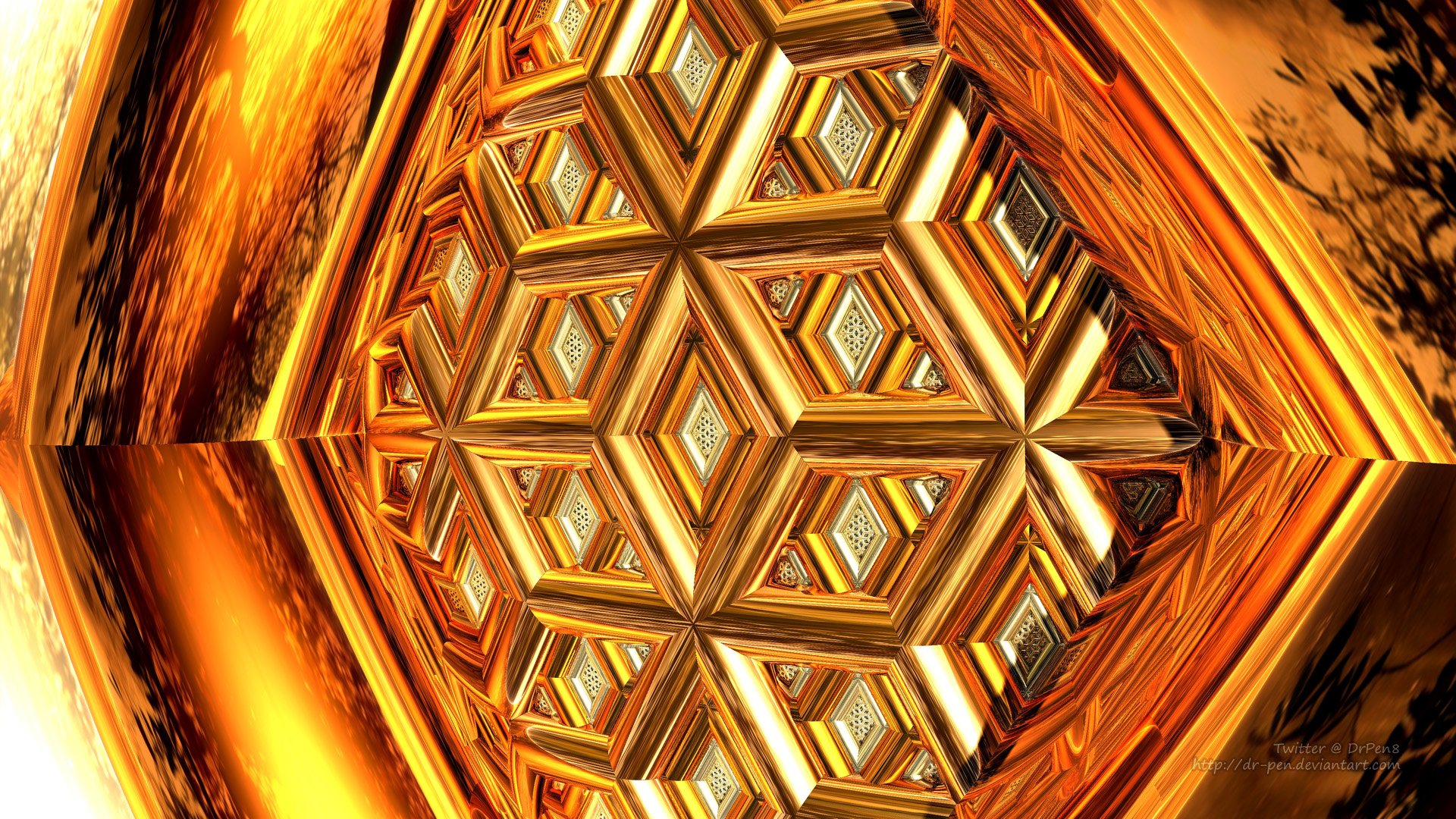 Fiery Beams - 3d Fractal Art by Dr-Pen | 1920x1080 | Wallpaper Abyss