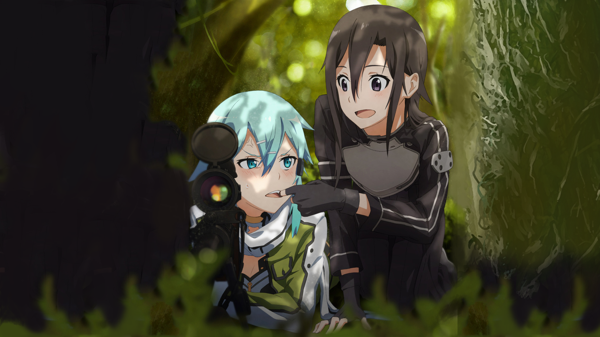 Kirito and Sinon - Sword Art Online II HD Wallpaper