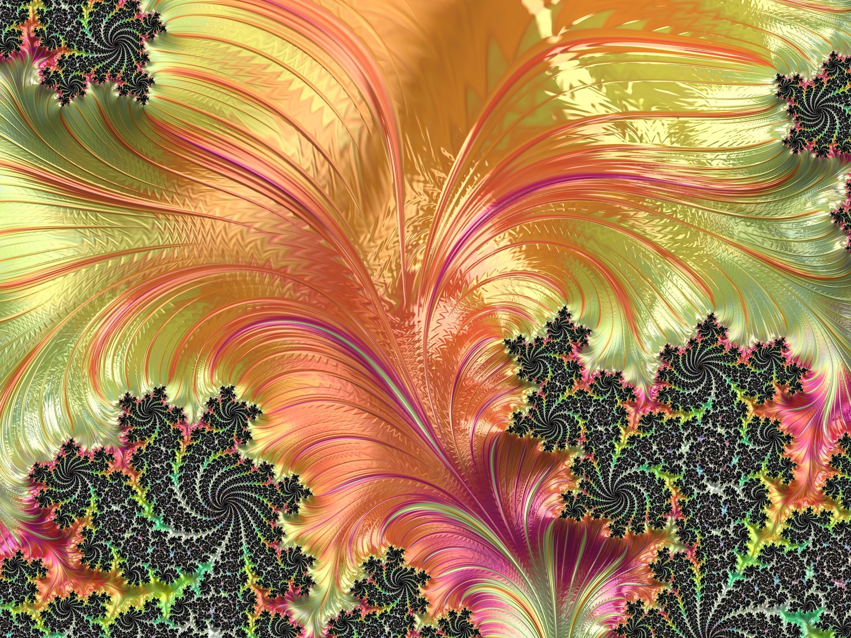 Download Yellow Pink Swirl Abstract Fractal HD Wallpaper