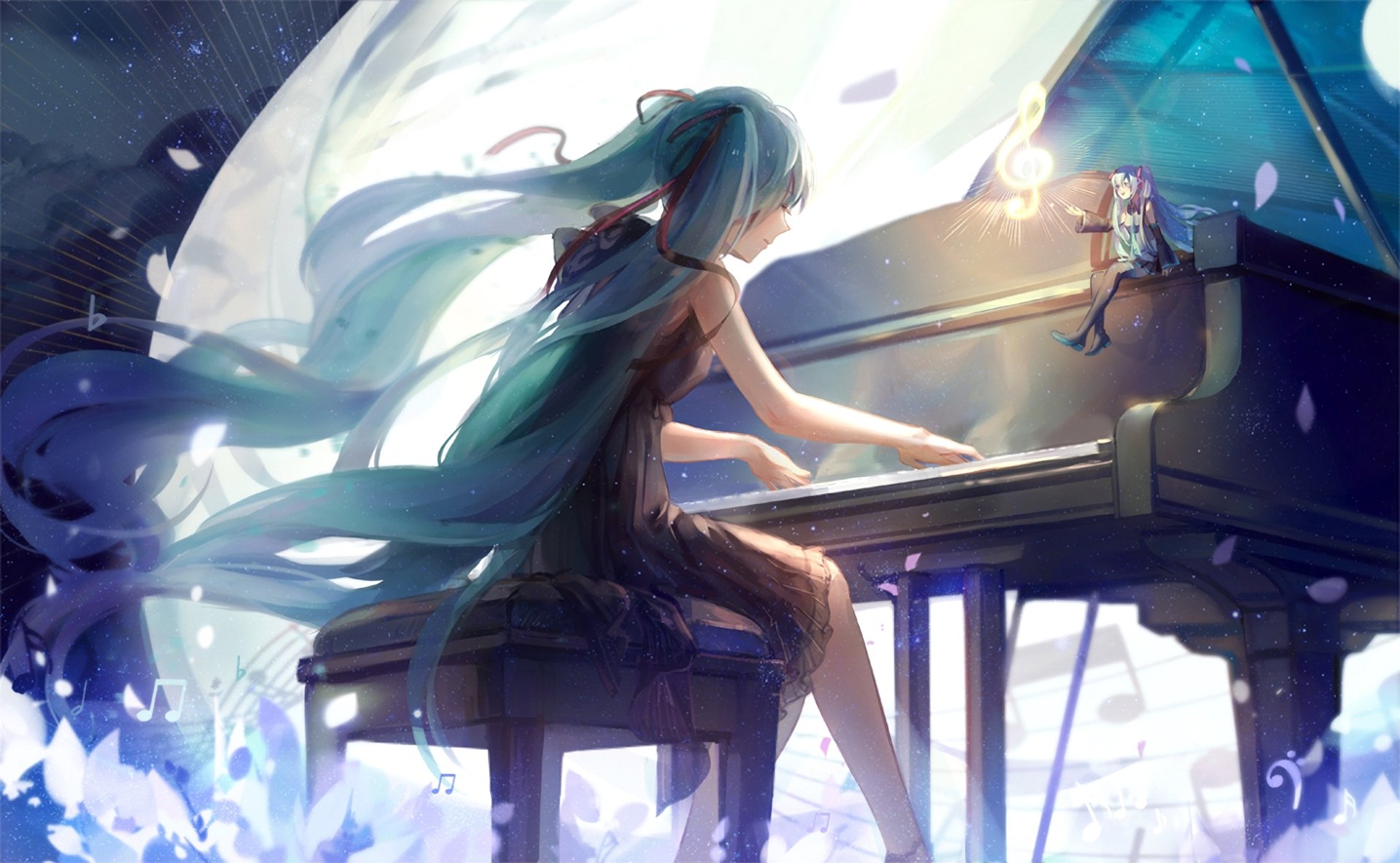 Hatsune Miku Piano Serenade HD Wallpaper