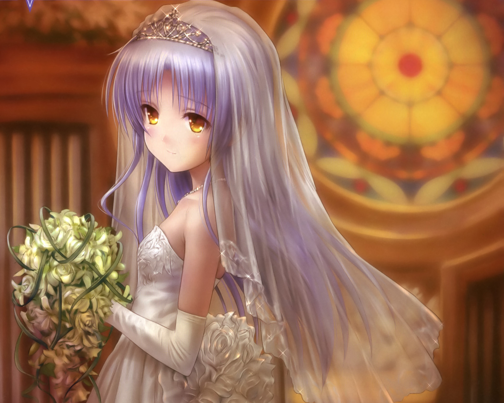 Angel Beats! HD Wallpaper – Elegant Anime Bride in Radiant Light
