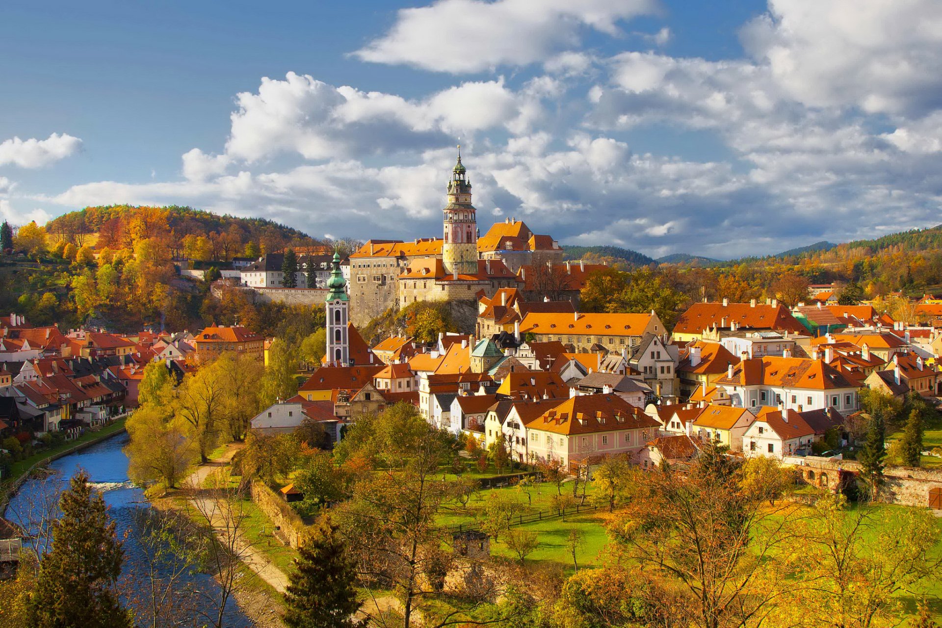 Download River House Colors Fall Czech Republic Man Made Town HD ...