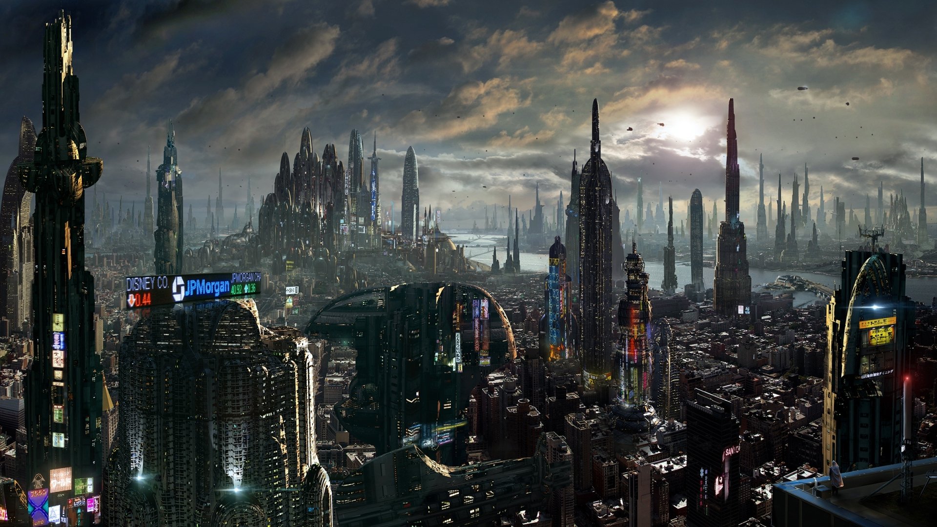 Futuristic Sci-Fi Cityscape: HD Skyscraper Skyline by Scott Richard