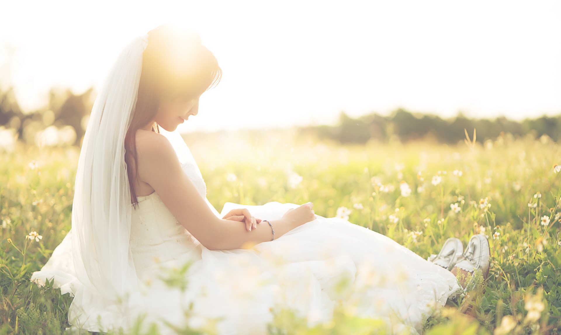 Download Depth Of Field Sunny White Dress Wedding Dress Asian Woman ...