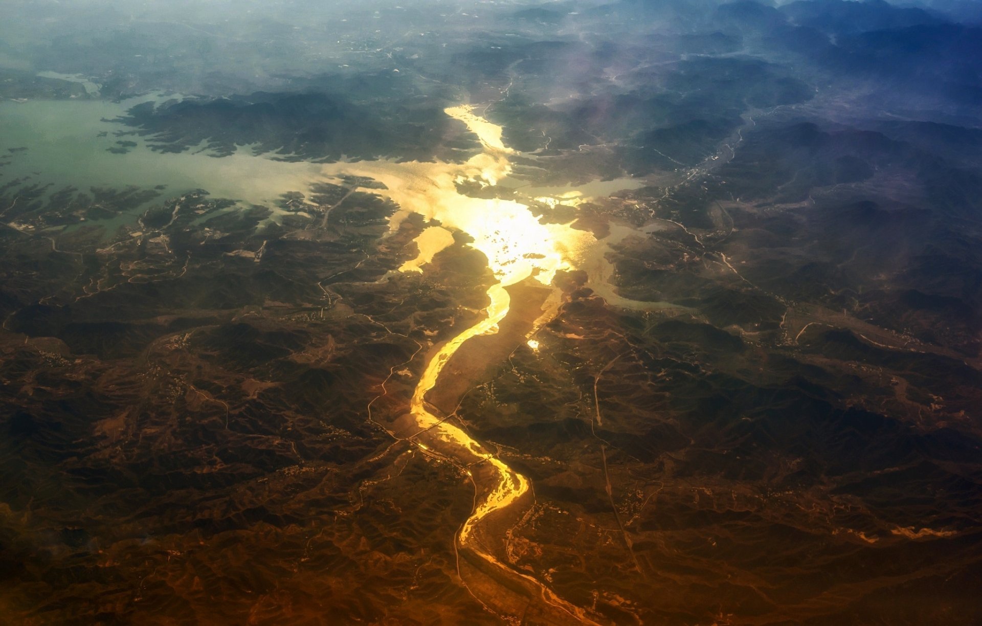 Download Landscape Glow Aerial Nature River HD Wallpaper