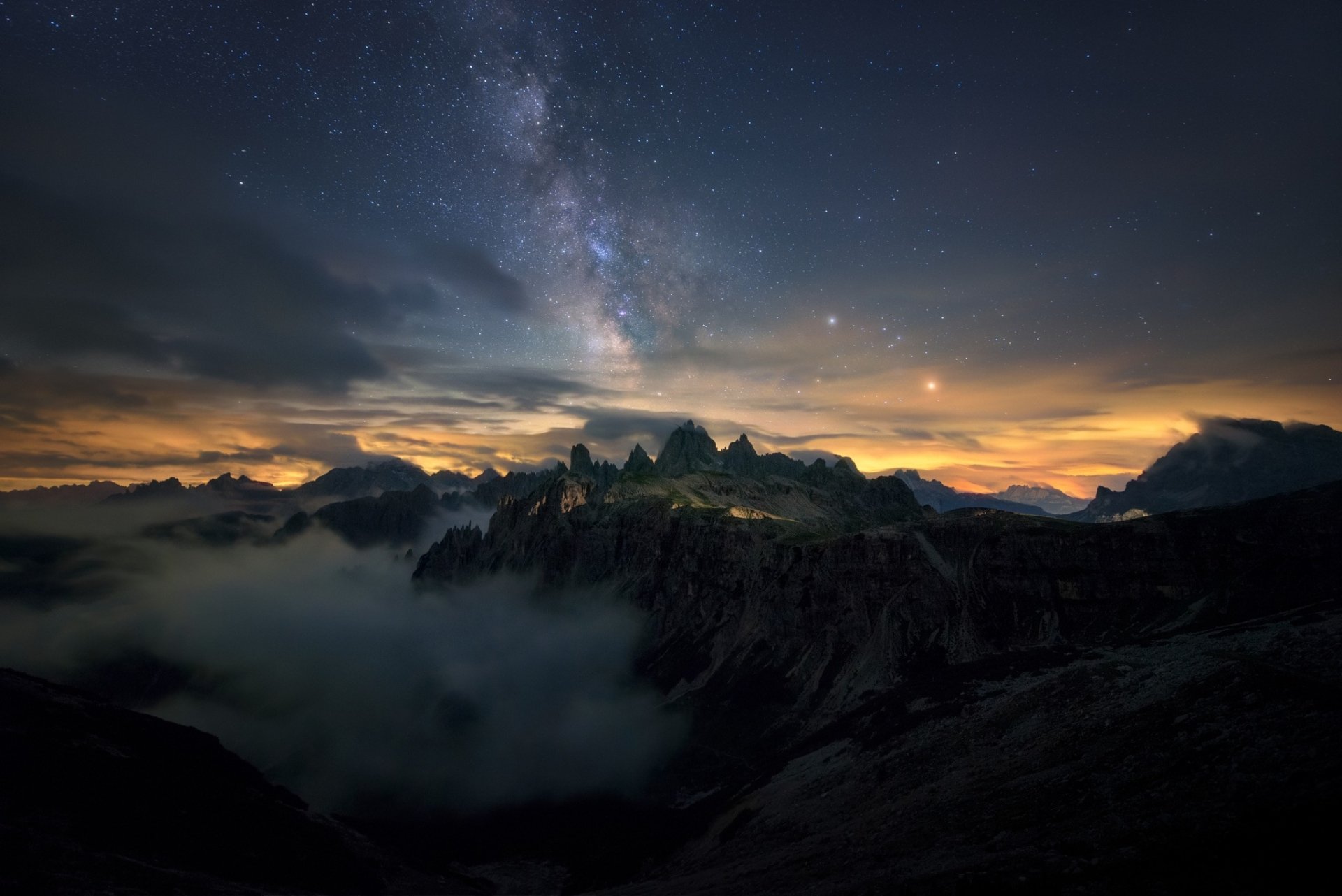 Milky Way Over Misty Mountains: Stunning Starry Night HD Landscape ...