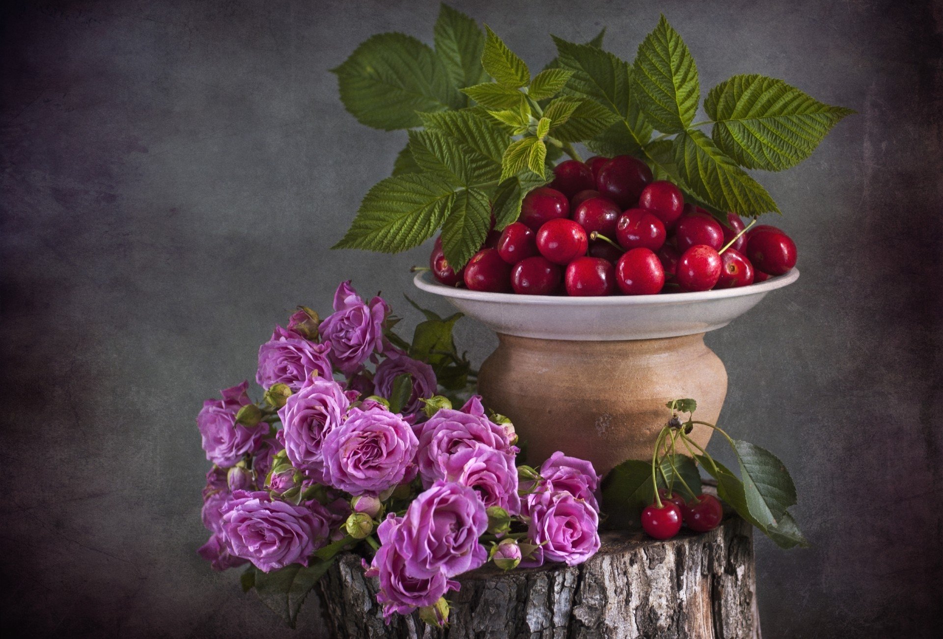 Download Pink Flower Leaf Vase Cherry Rose Photography Still Life HD ...