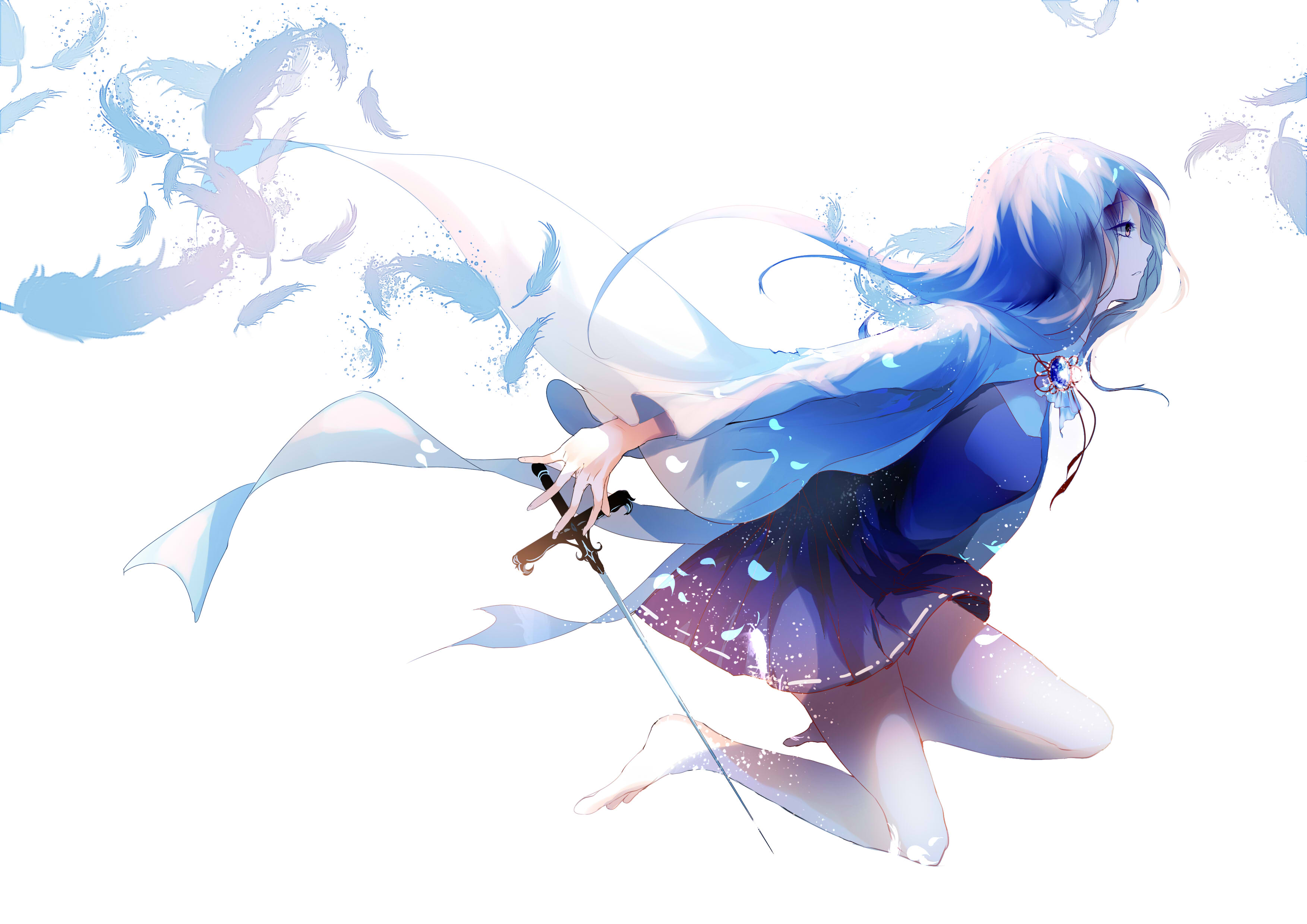 Feathered Hair Anime Girl Dark Brooding Medieval Feathered Anime Girl"