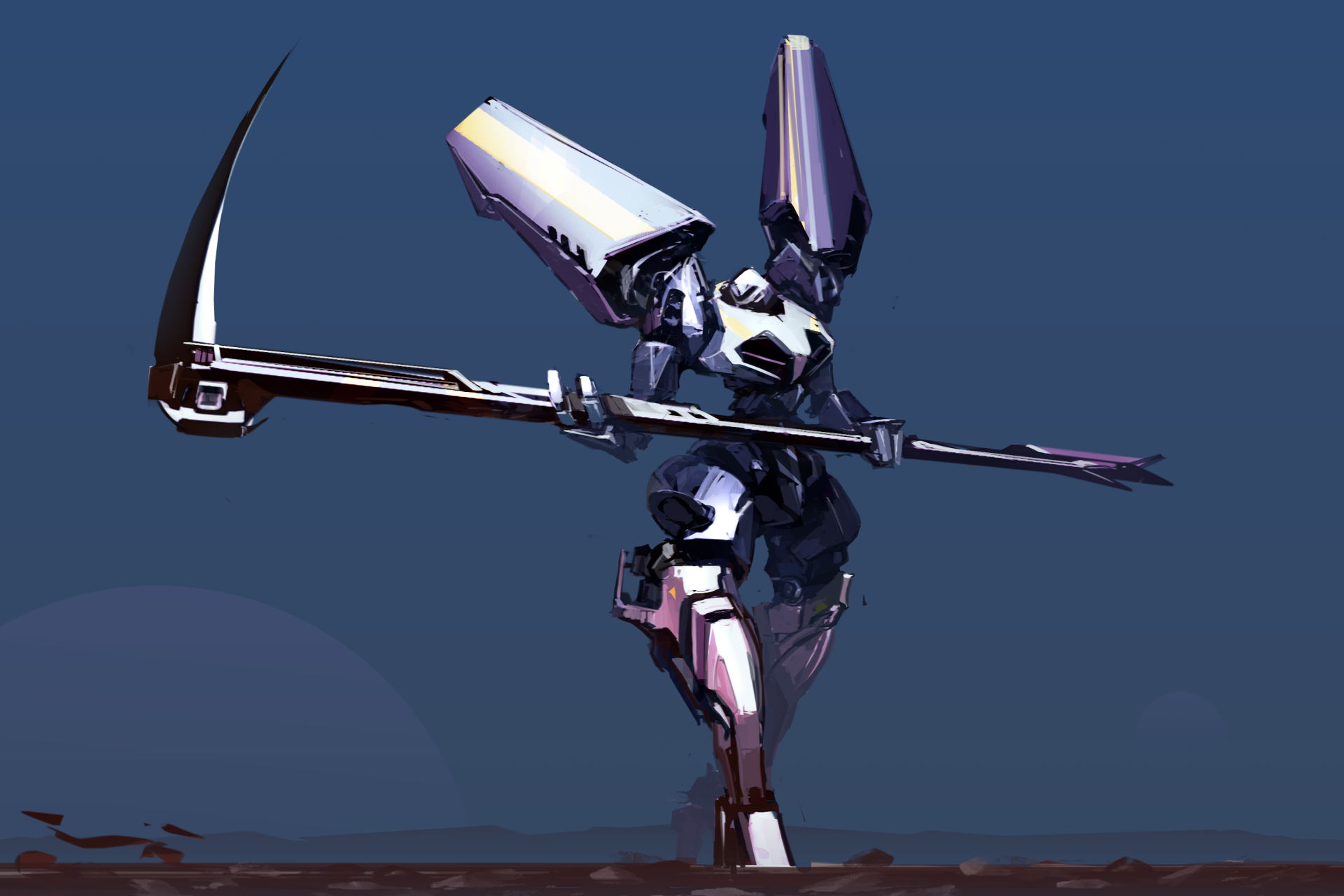 Download Weapon Giant Scythe Sci Fi Robot HD Wallpaper by ksenolog