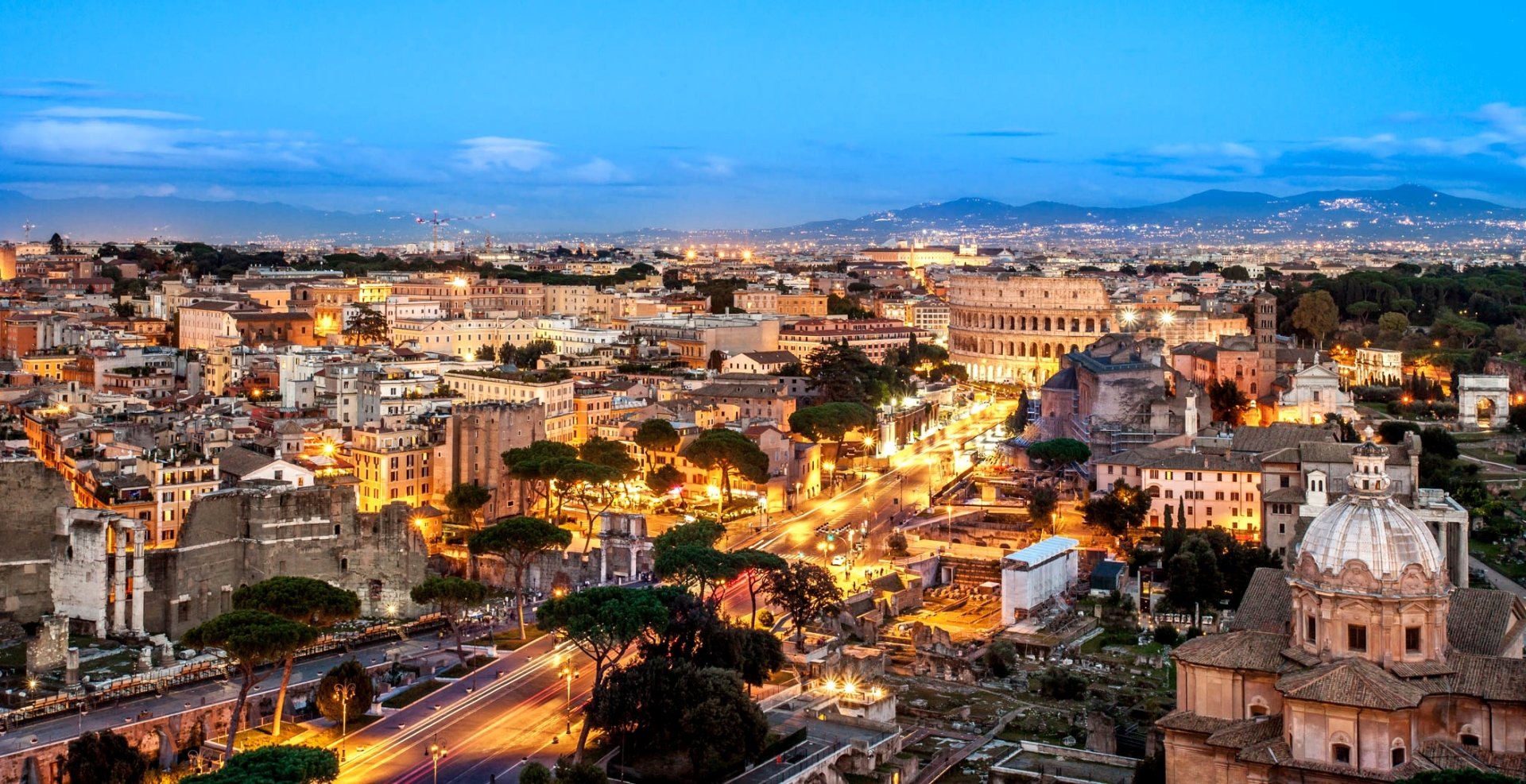 Rome Illuminated: Stunning Nighttime Cityscape HD Wallpaper