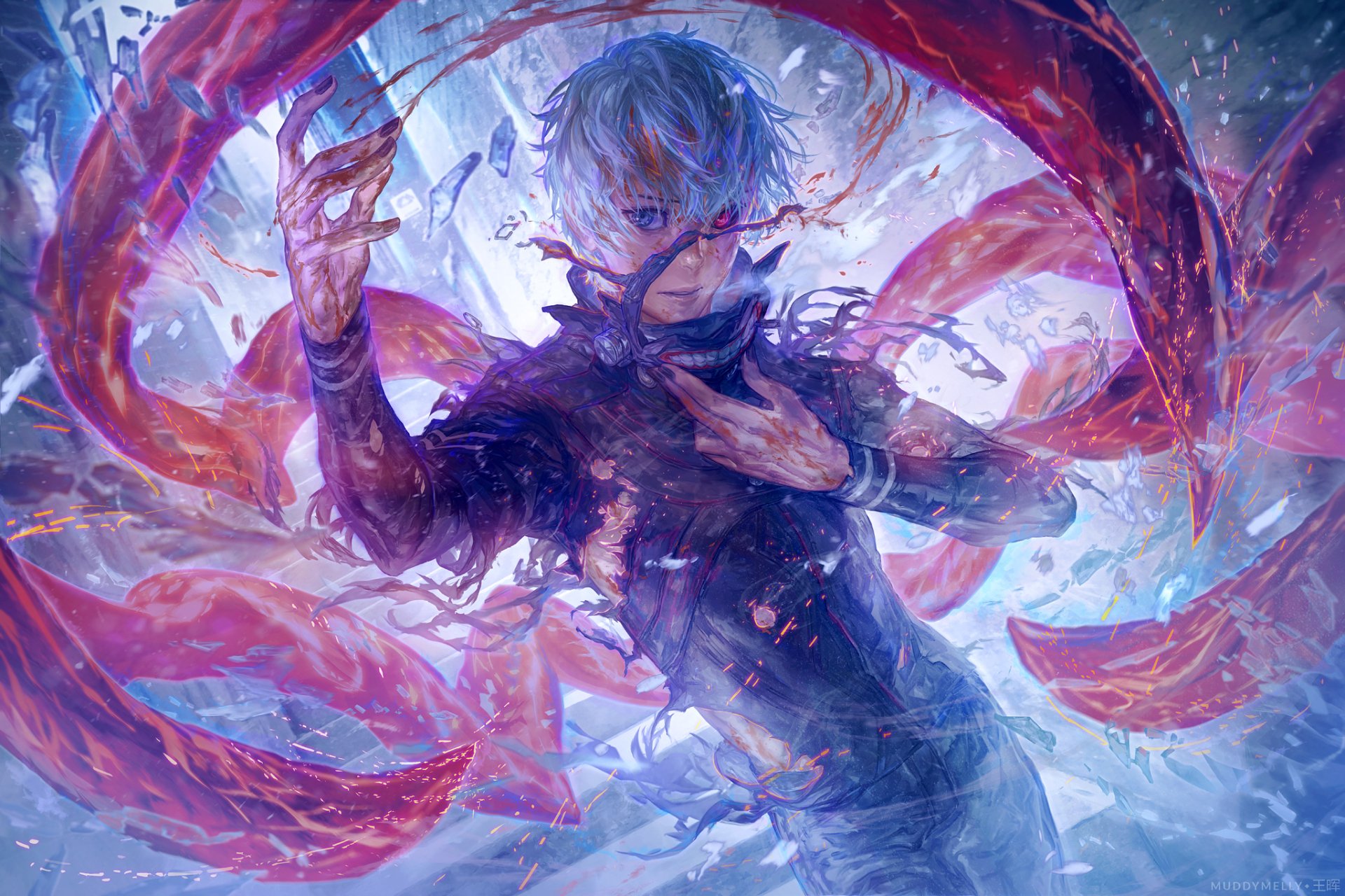 Ken Kaneki in Action - Tokyo Ghoul HD Wallpaper by Melissa Hui Wang ...